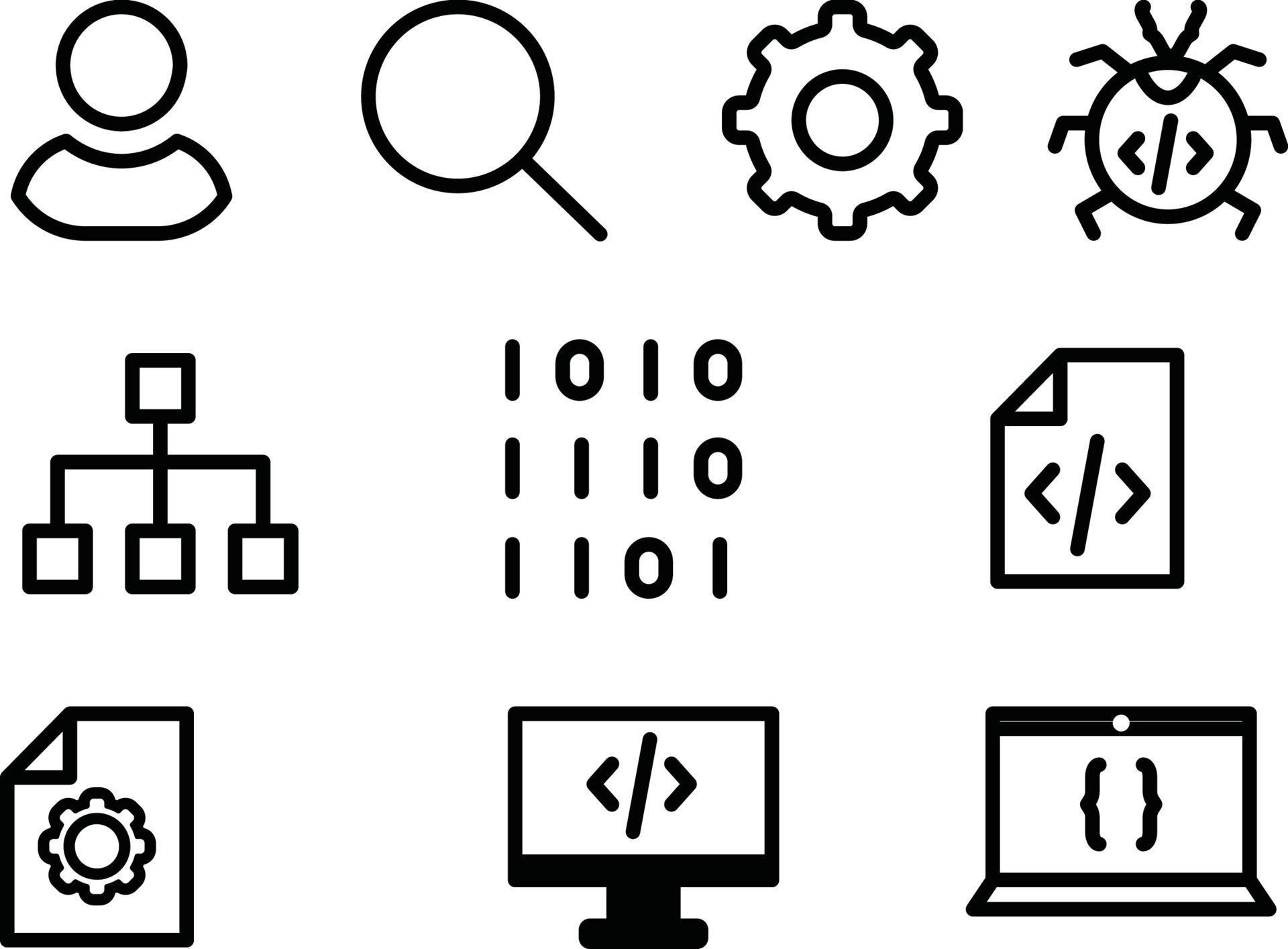 Computer Programming Icon Set Coding Software Web Developer Related