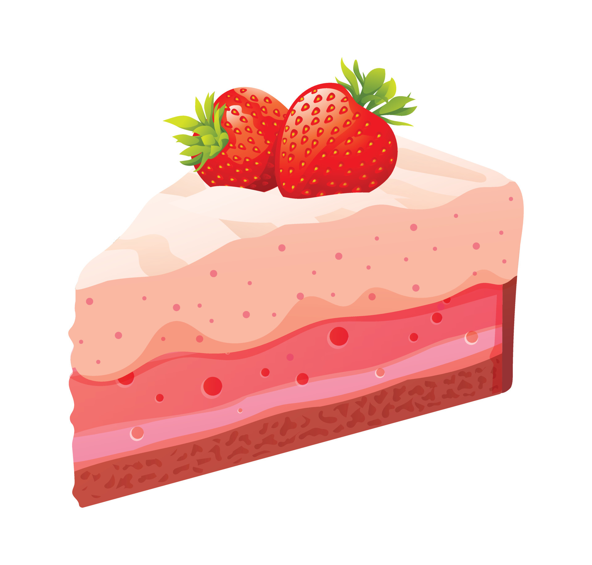 Slice Of Strawberry Cake Vector Isolated On White Background Slice Cake Cartoon Illustration