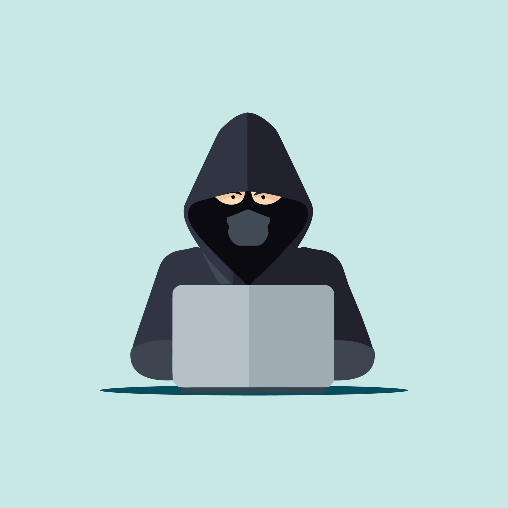 Hacker Cyber Criminal With Laptop Stealing User Personal Data Internet Phishing Concept