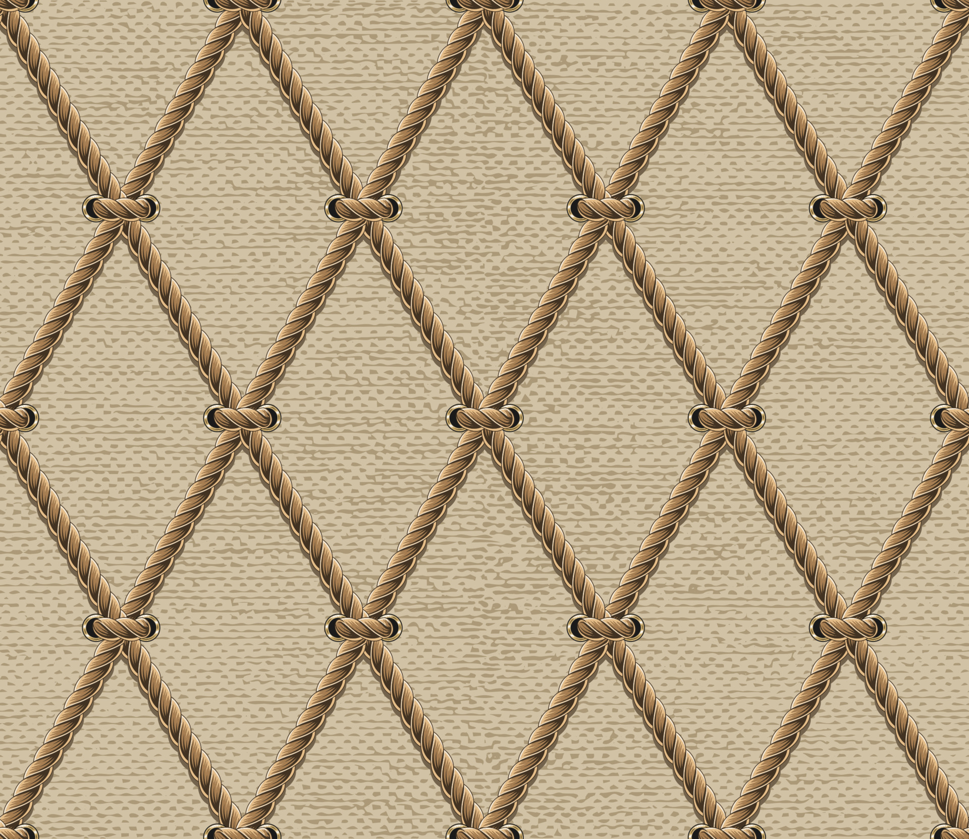 Seamless Geometric Pattern With Net Made Of Hemp Rope Texture Of Jute