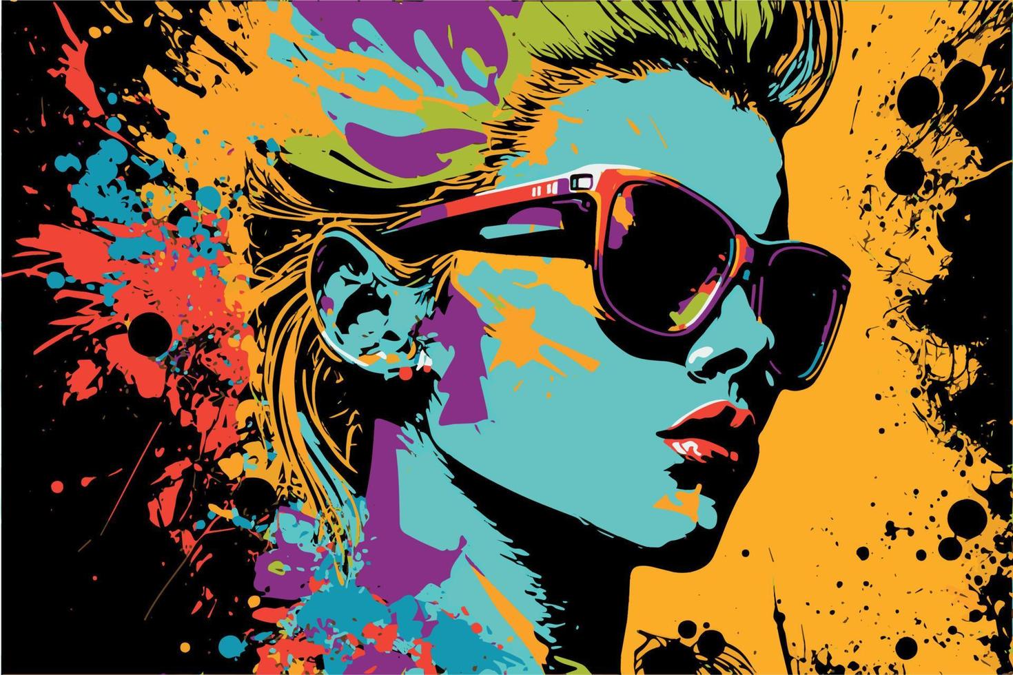 Beautiful Woman Wearing Glasses Pop Art Of Retro Comic Girl Vector