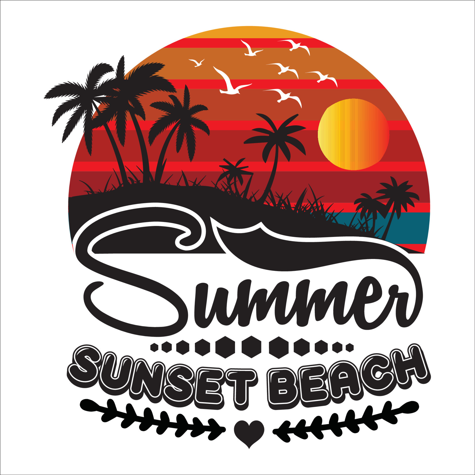 Summer Sunset Beach T Shirt Graphic Design 22152257 Vector Art At Vecteezy
