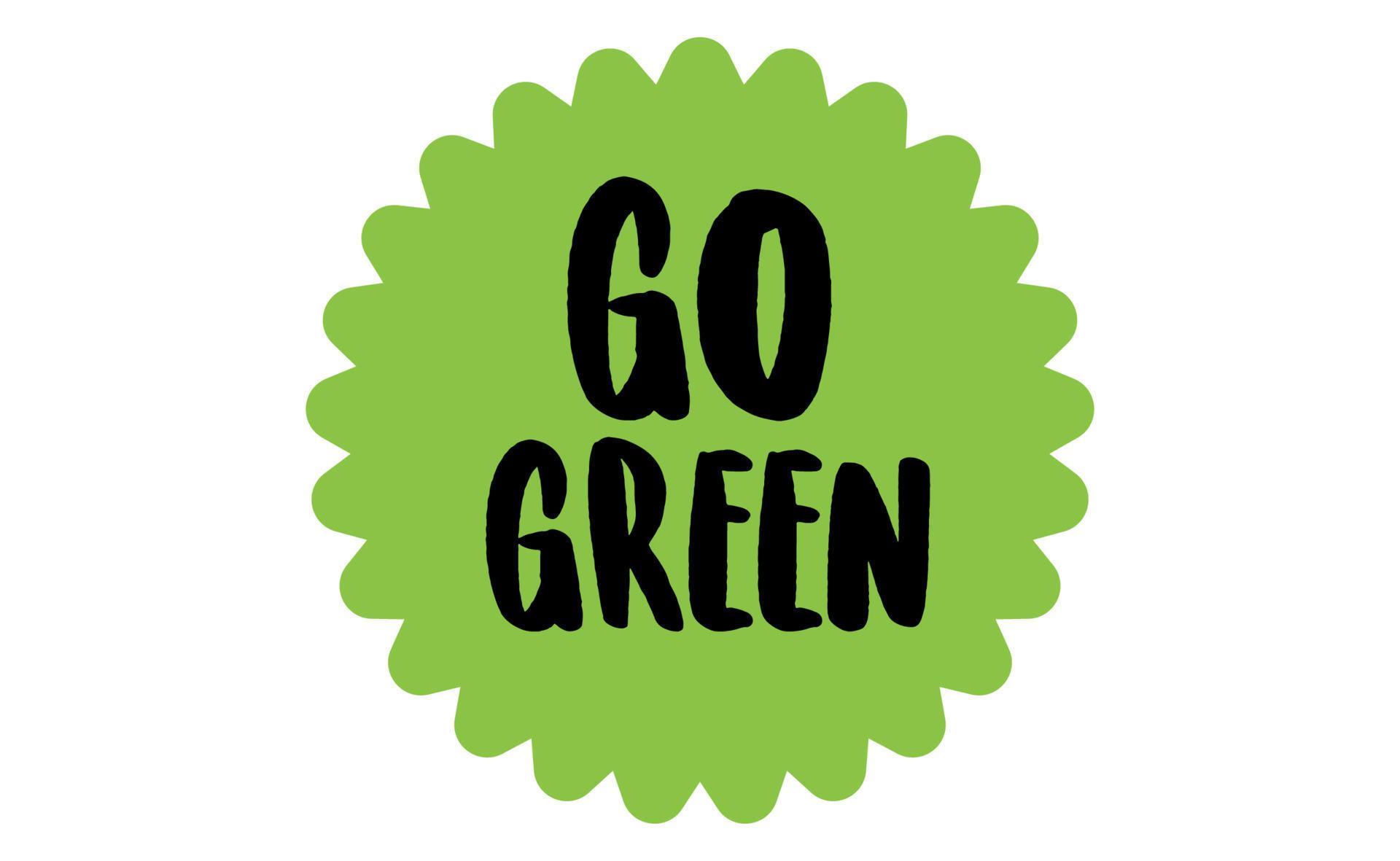 Go Green badge. Eco-friendly slogan. Badge pin with environmental ...