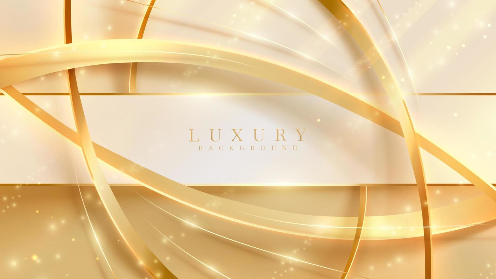 Luxury background with golden curve line elements and sun light effects decoration and bokeh ...