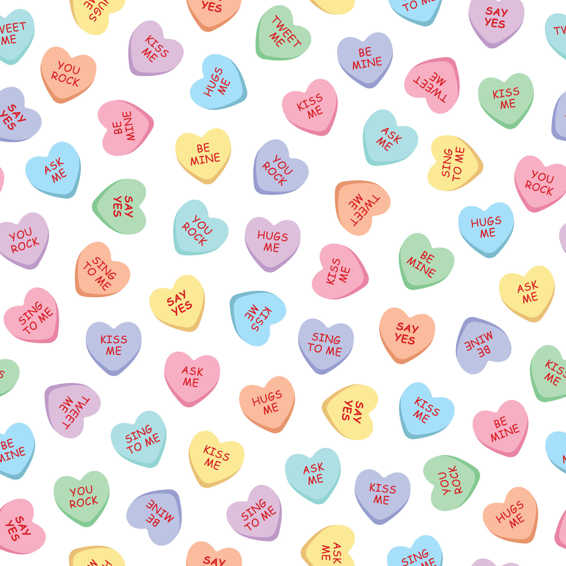 Sweet heart candy seamless pattern. Sweetheart candies for valentines ...