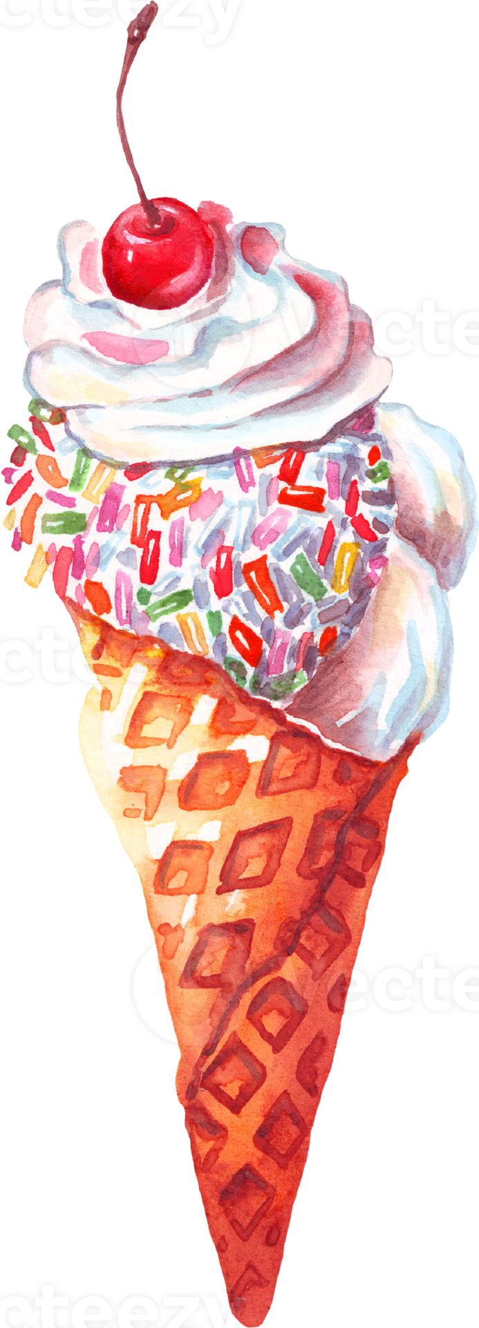 Ice cream. Watercolor clipart 22157055 PNG