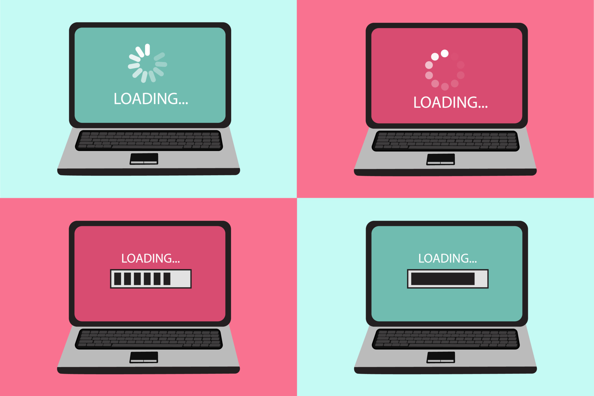 loading icon set on laptop for illustration website loading process ...