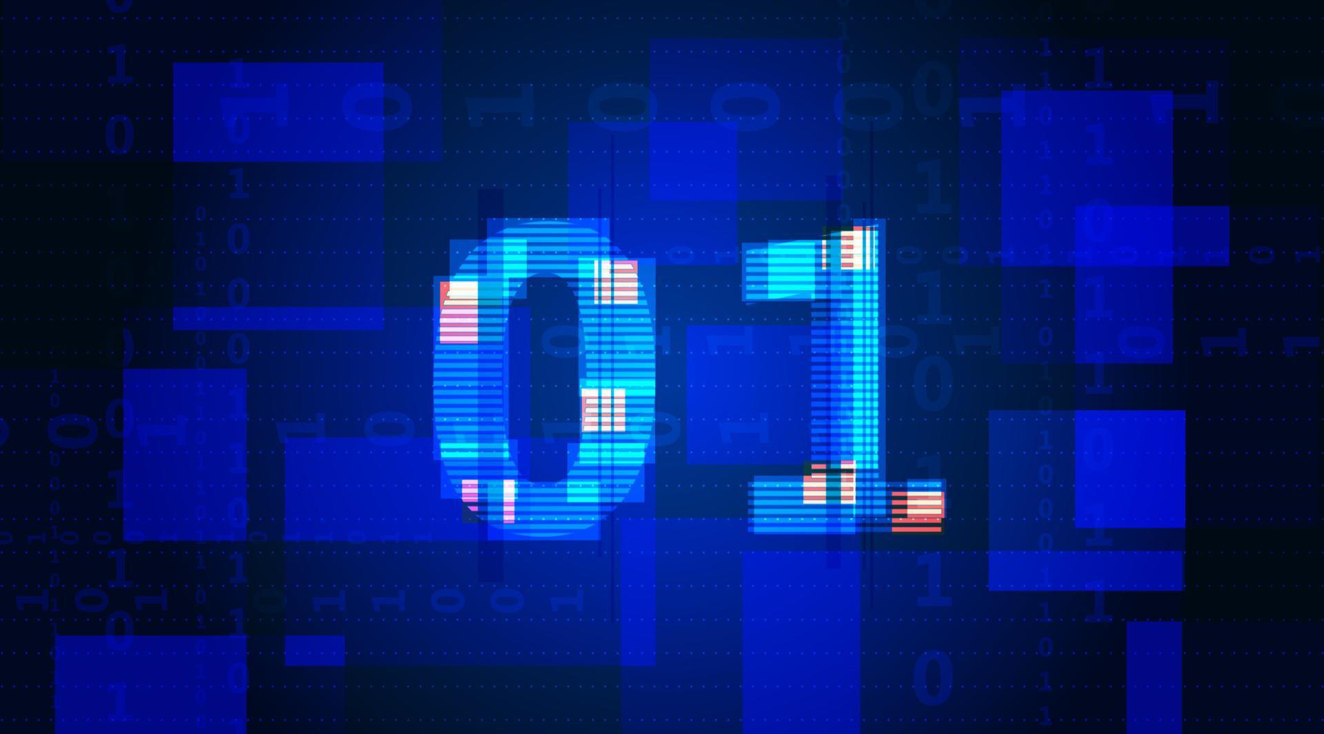 Composition Of Binary Coding Processing Over Blue Background Online