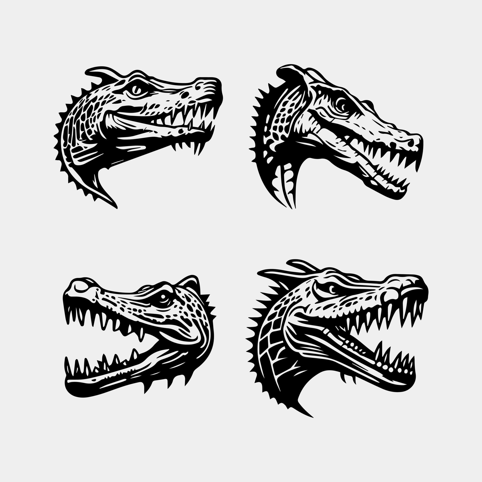 set of alligator head vector logo mascot design 22160513 Vector Art at ...