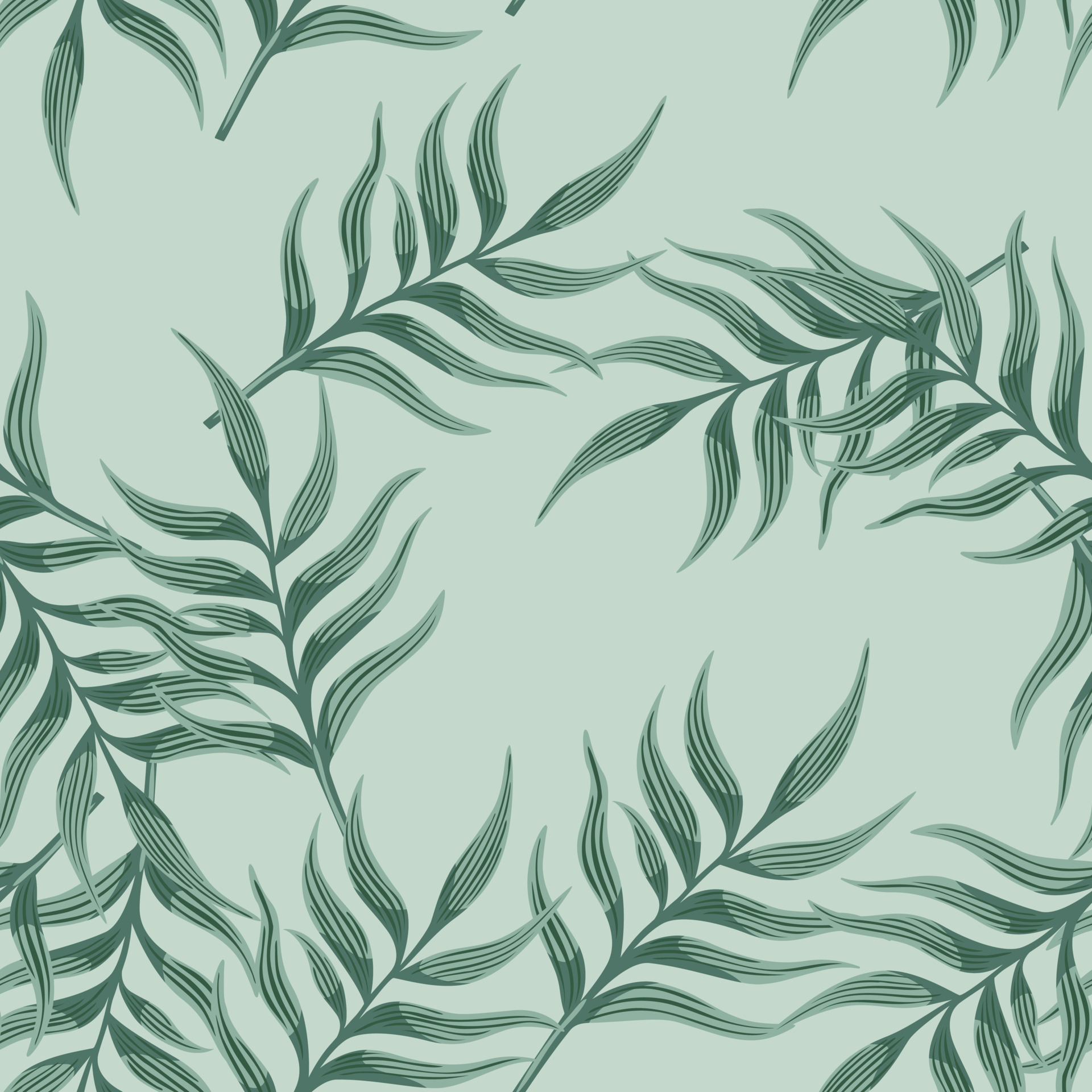 Fern Leaf Wallpaper Abstract Exotic Plant Seamless Pattern Tropical