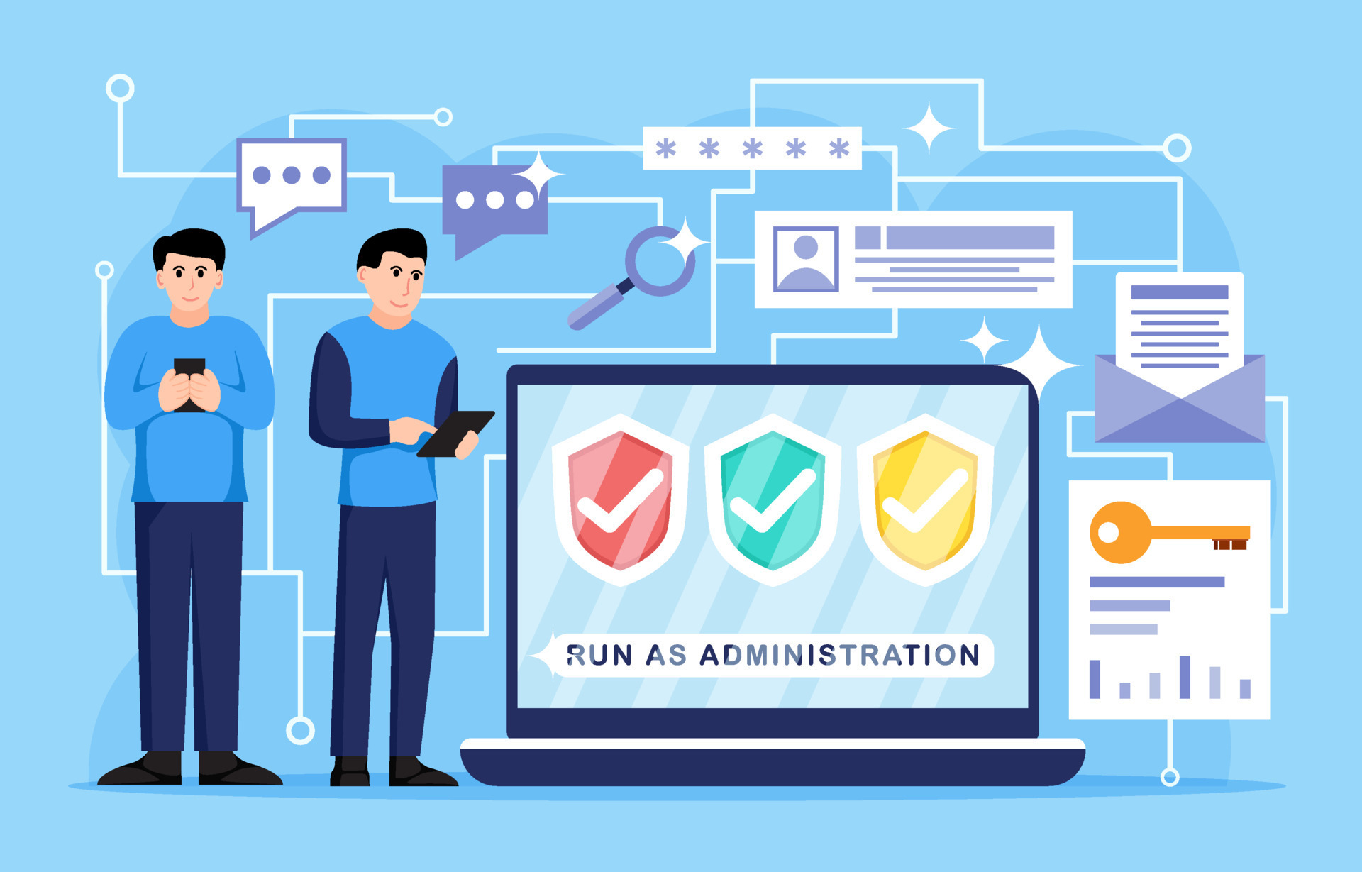 Digital Data Protection Design Vector Cyber Security Illustration Background Cloud Computing