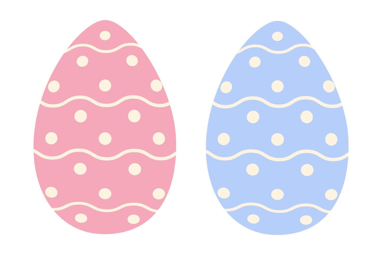 Set of two Easter eggs in trendy pink and blue with a simple pattern of ...