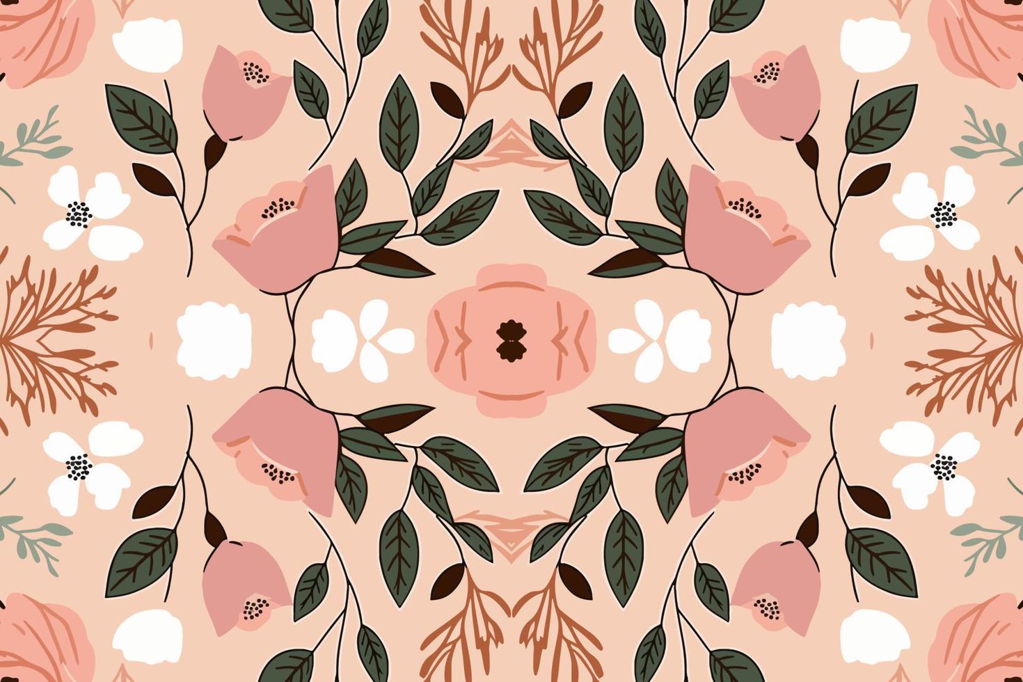 Floral seamless pattern light pink tone background. Abstract graphic line modern elegant minimal ...