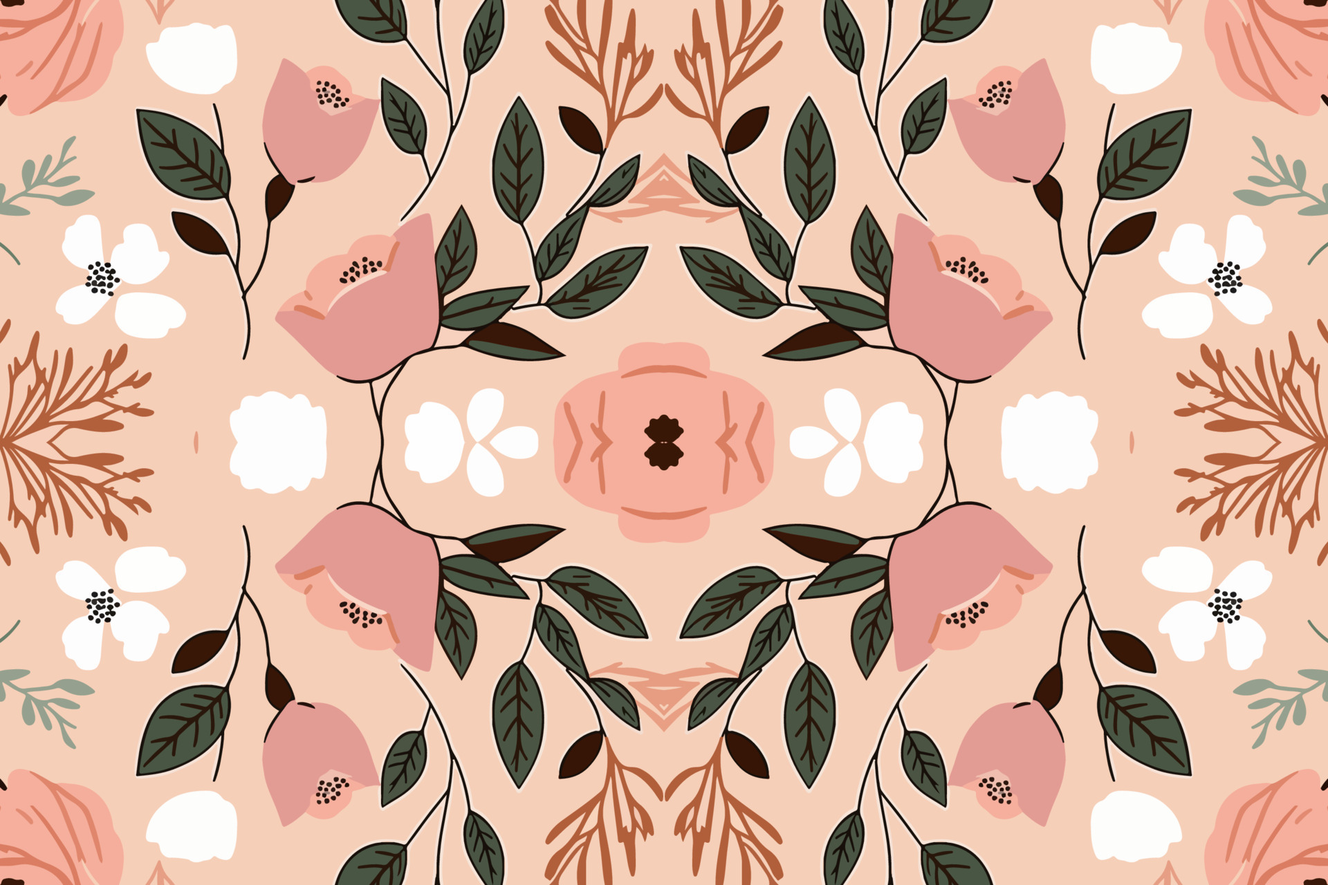 Floral Seamless Pattern Light Pink Tone Background Abstract Graphic