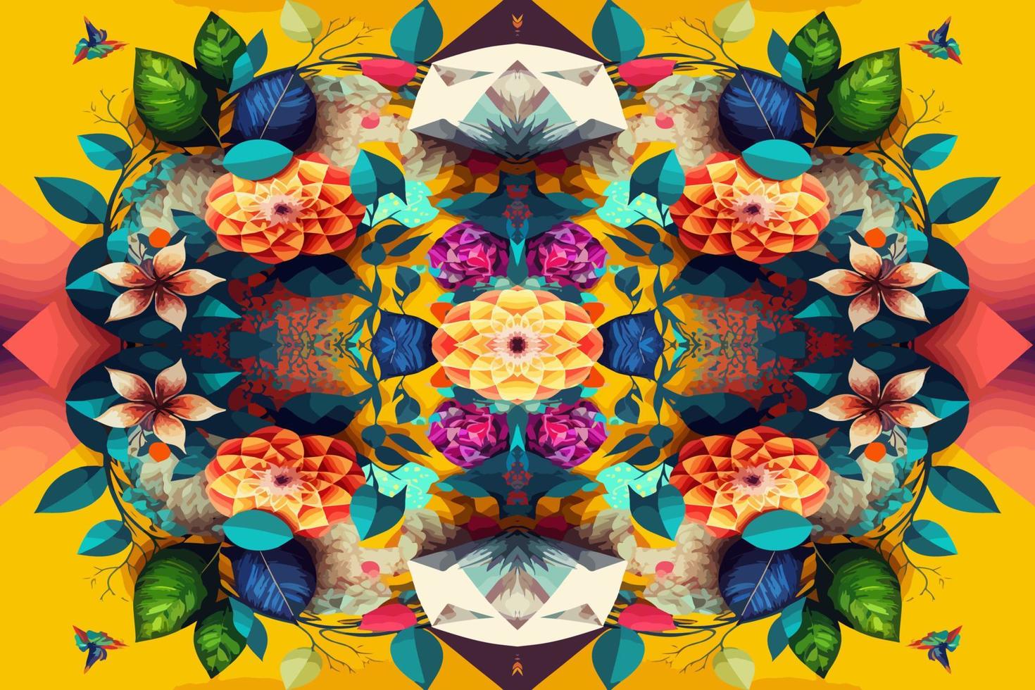 Floral Pattern Bright Colorful Background Abstract Graphic Line Modern