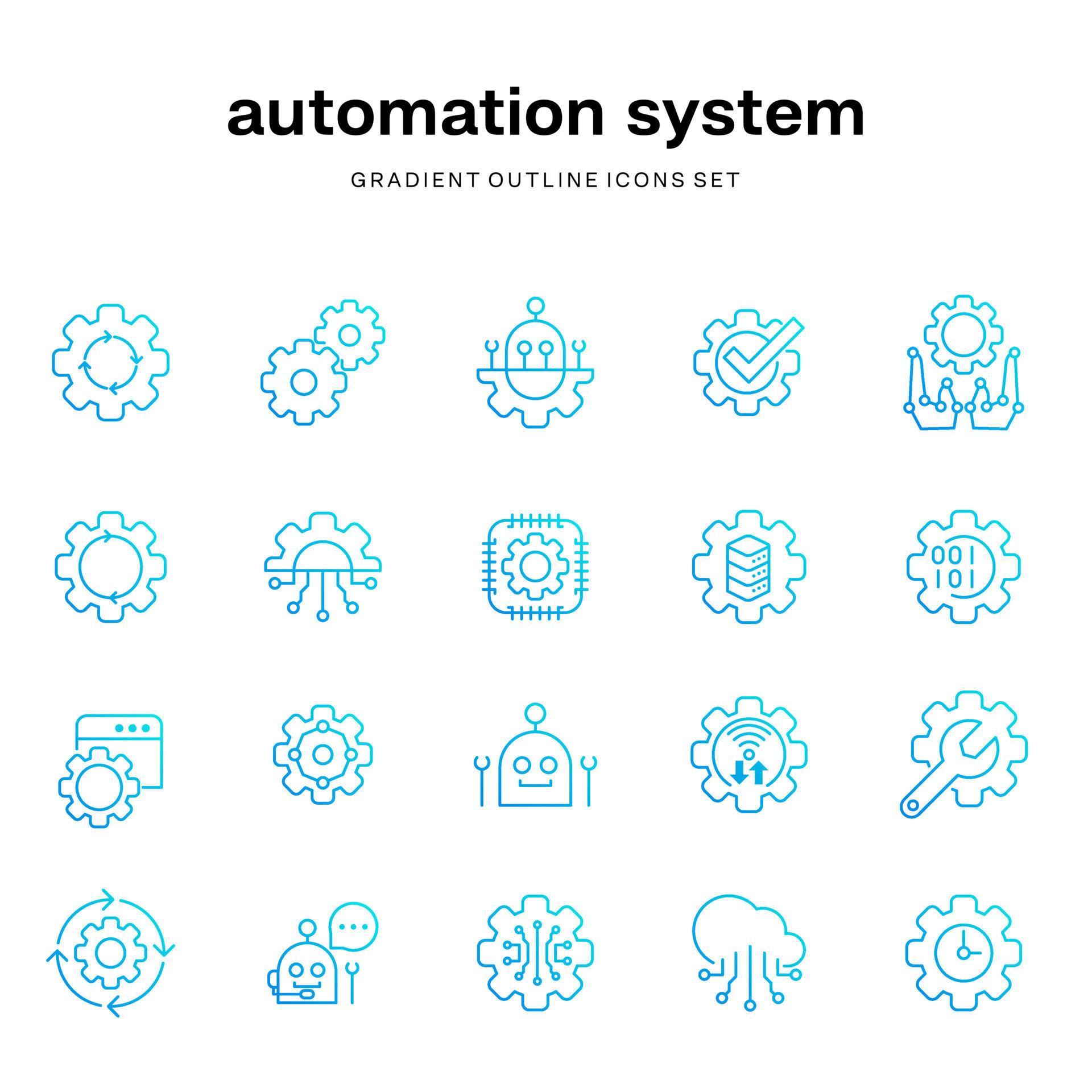 set of gradient outline icons for auto automation system 22176226 ...