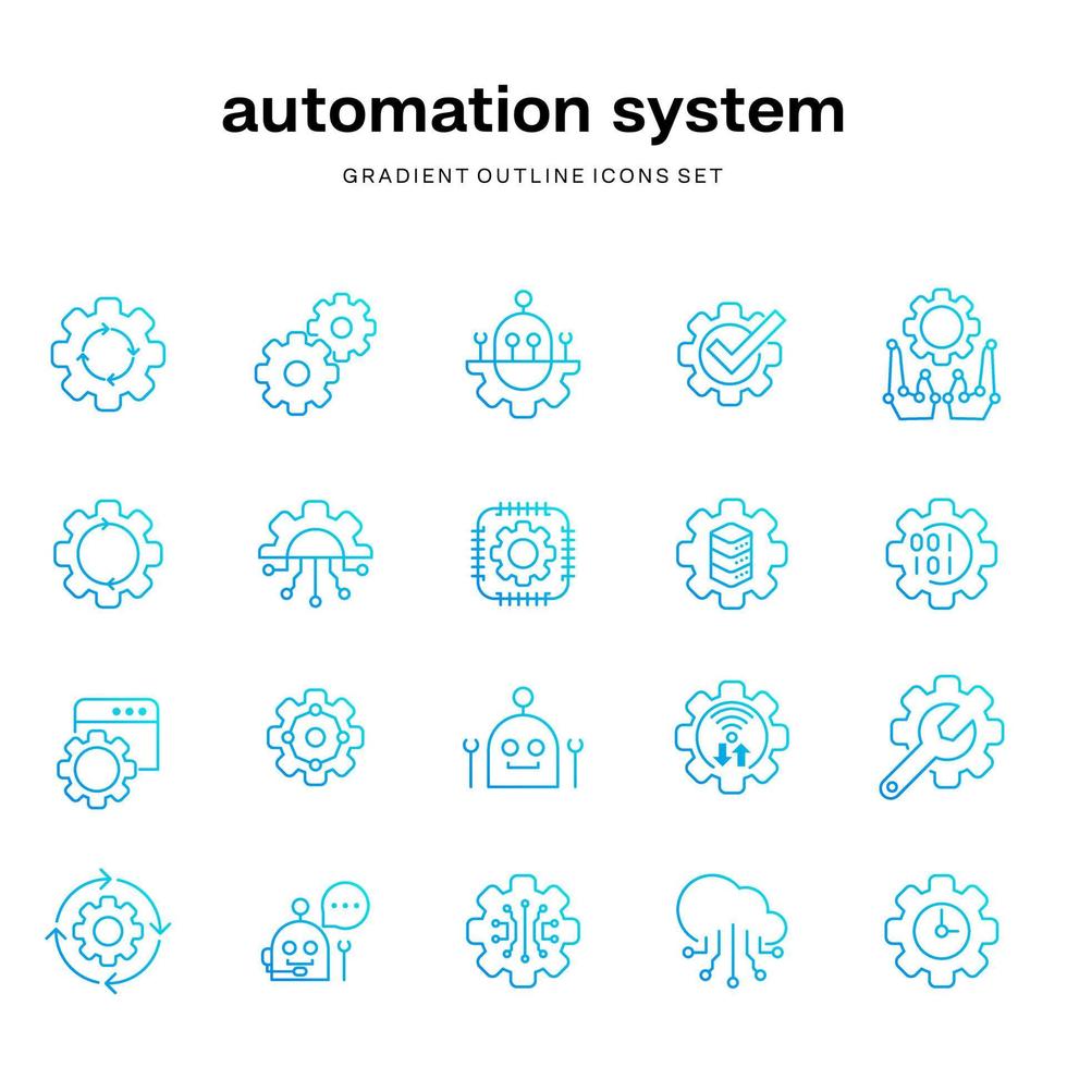 set of gradient outline icons for auto automation system 22176226 ...