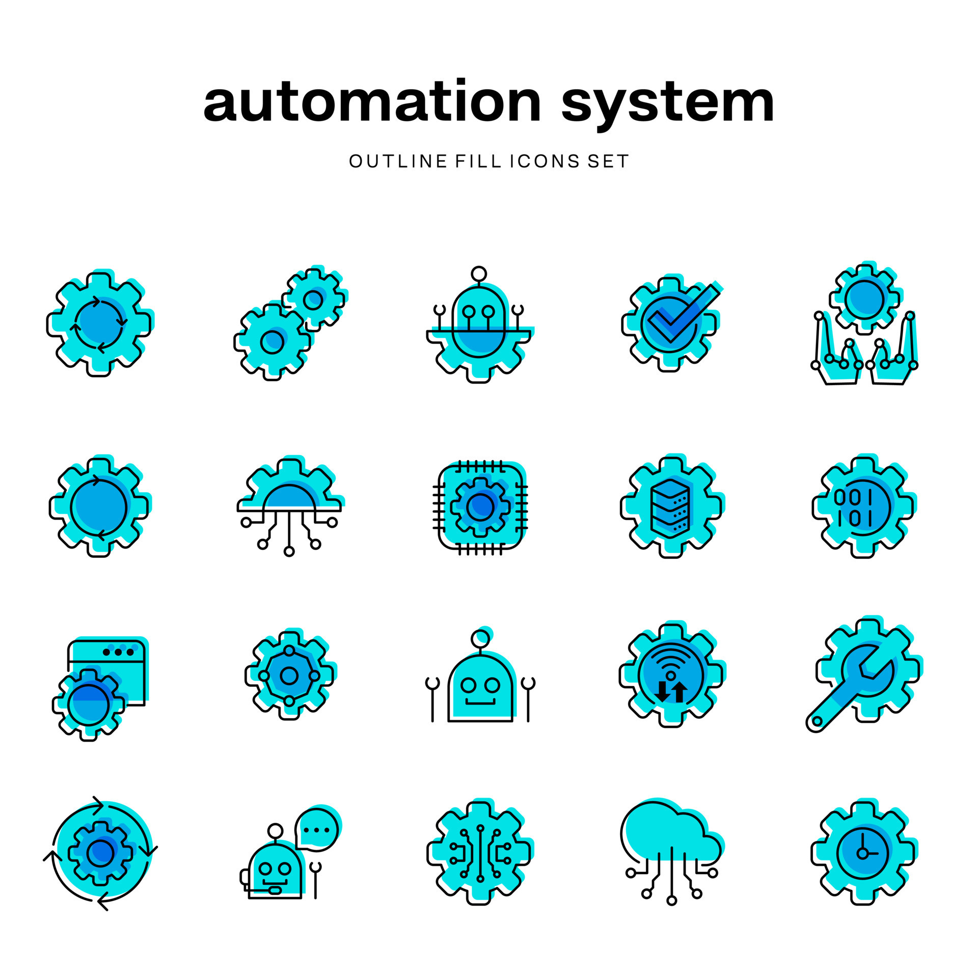 set of flat icons design for configuration automation system. 22176229 Vector Art at Vecteezy