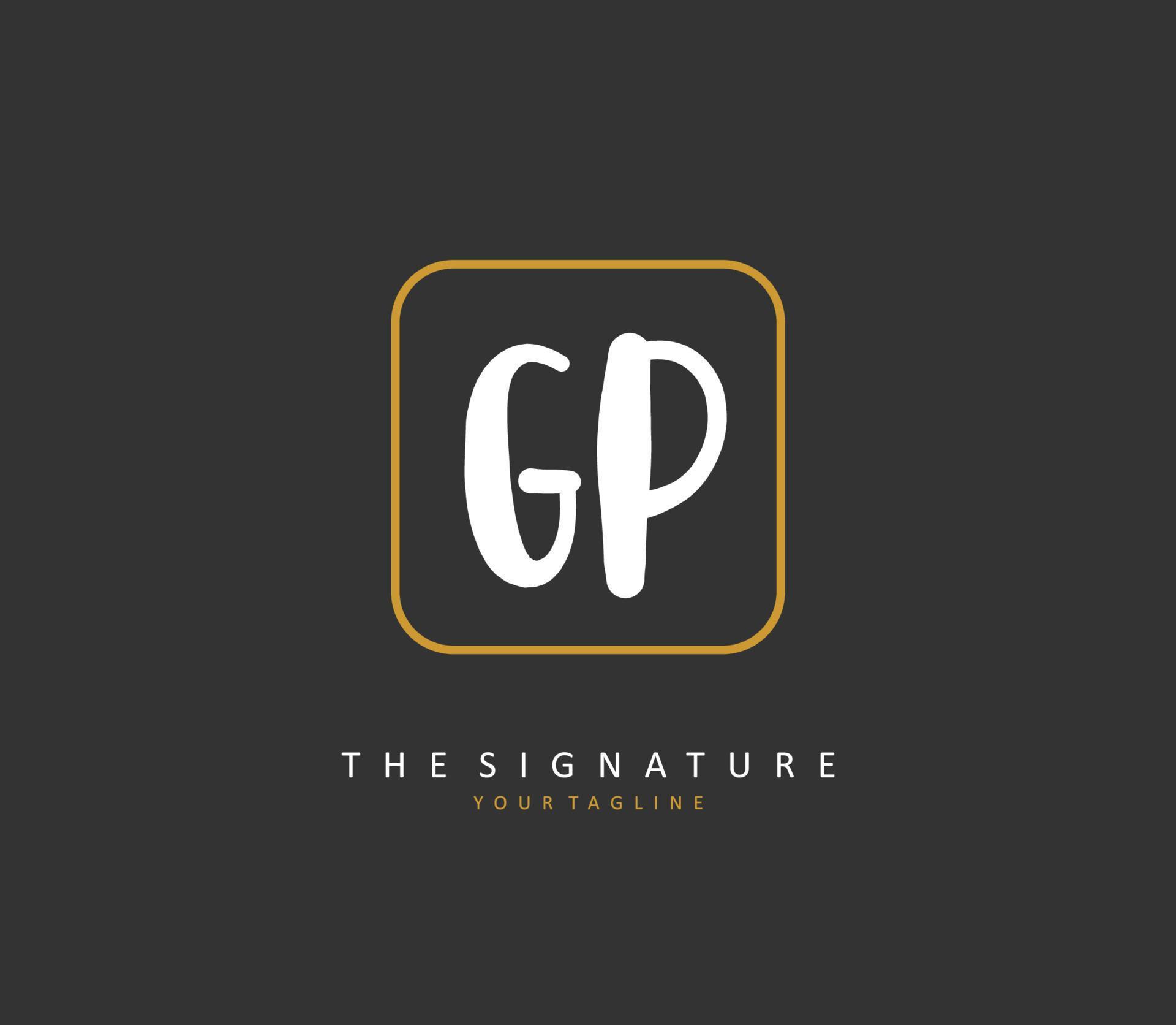 GP Initial letter handwriting and signature logo. A concept handwriting initial logo with ...