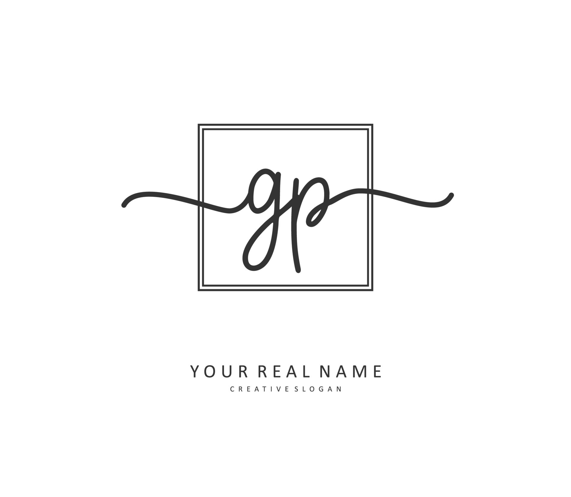GP Initial letter handwriting and signature logo. A concept handwriting initial logo with ...