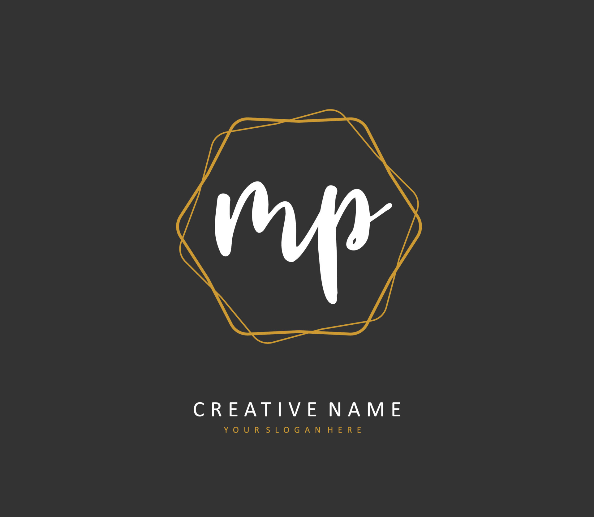 MP Initial letter handwriting and signature logo. A concept handwriting initial logo with ...