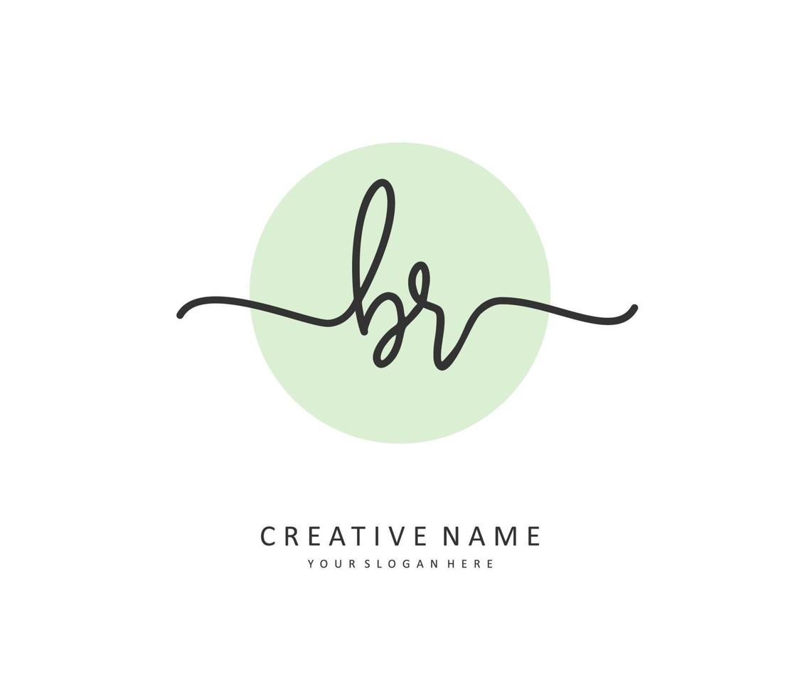 BR Initial letter handwriting and signature logo. A concept handwriting initial logo with ...