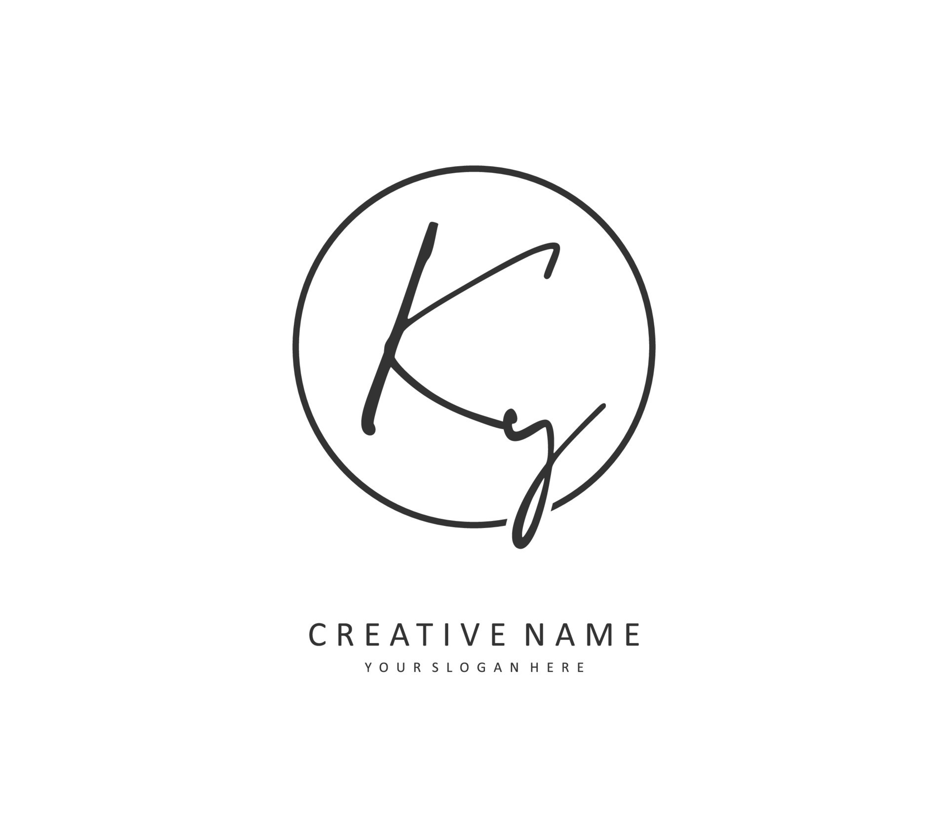 Ky Initial Letter Handwriting And Signature Logo A Concept Handwriting