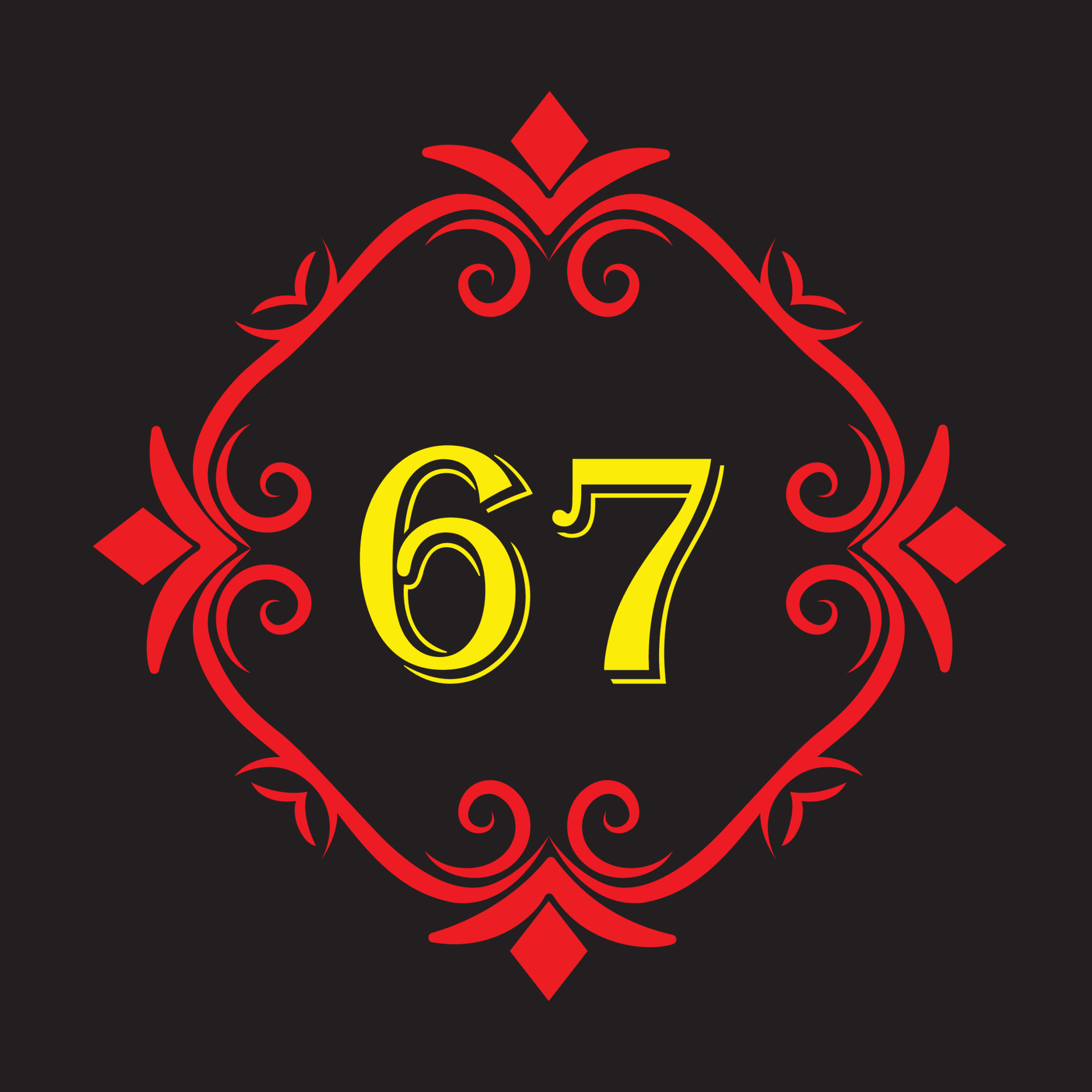 vector number 67 design 22181964 Vector Art at Vecteezy