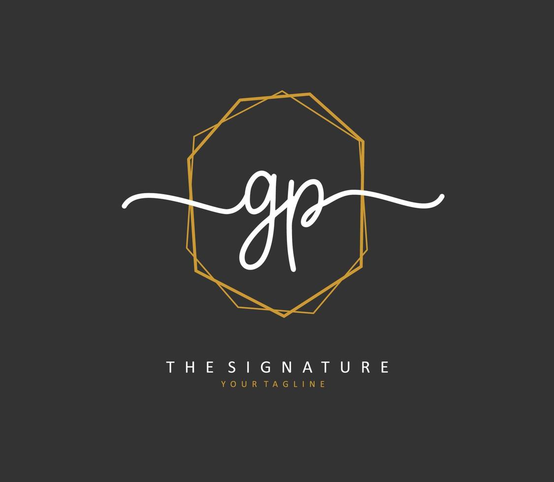 GP Initial letter handwriting and signature logo. A concept handwriting initial logo with ...