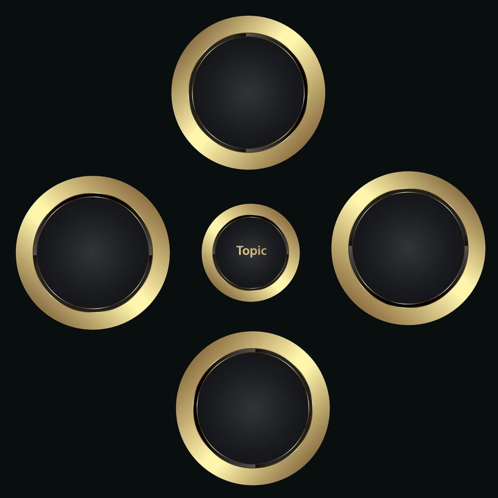 Five circles option vector, luxury, and premium options, set of 5 gold ...
