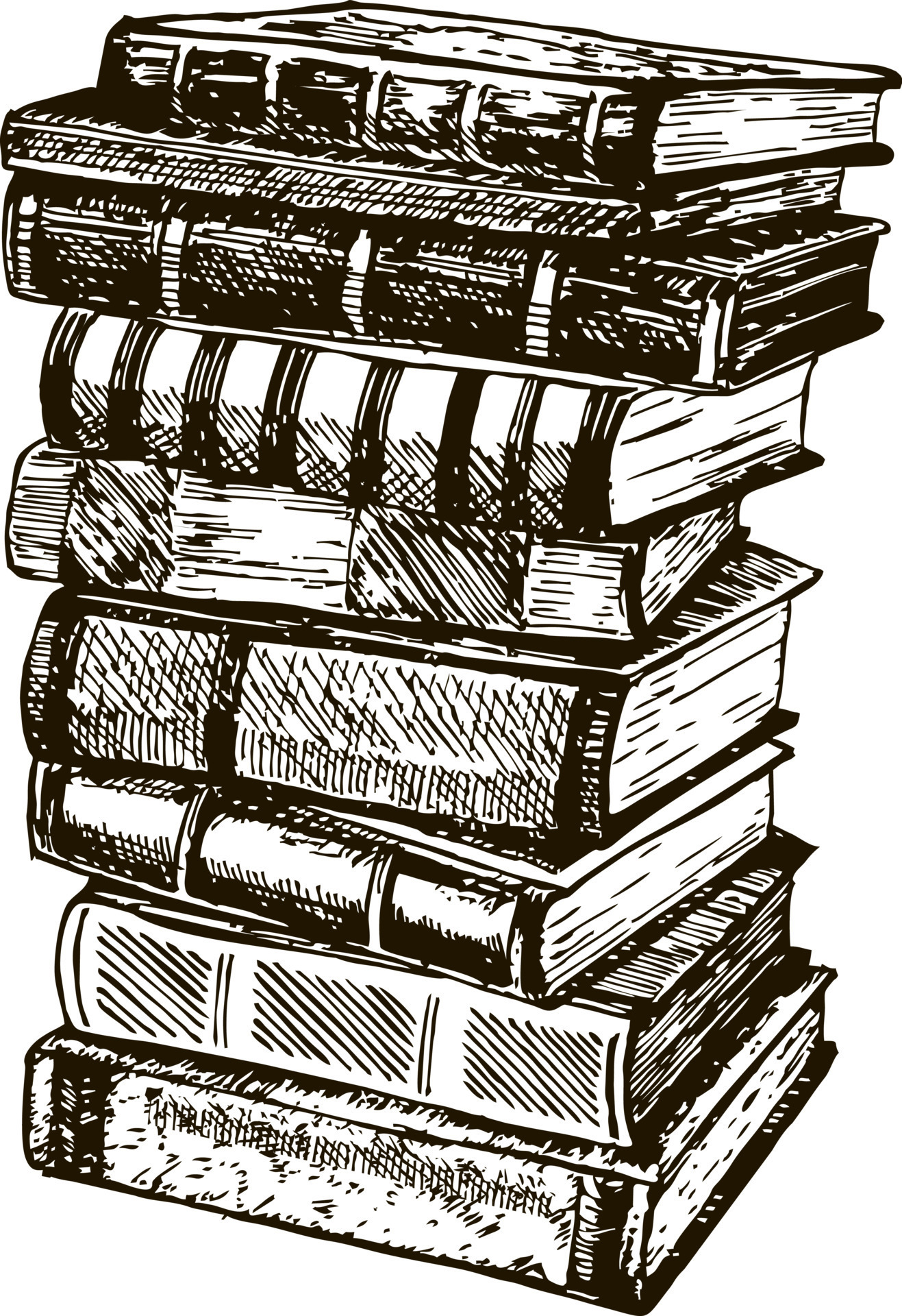 Stack of vintage books. Pile of books hand drawn in ink. Vector sketch ... Stack of vintage books. Pile of books hand drawn in ink. Vector sketch ...