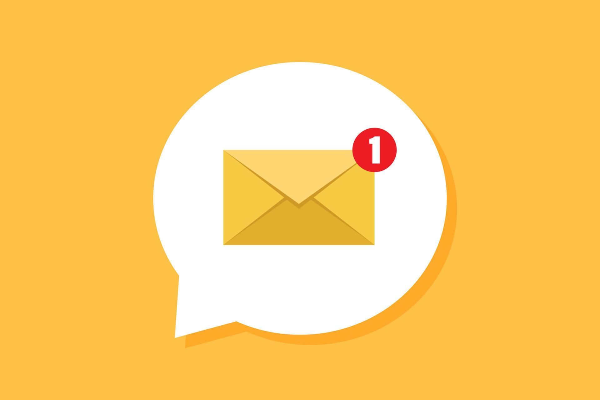 Inbox mail or email illustration flat, new email notification, notification bubbles, letter flat ...
