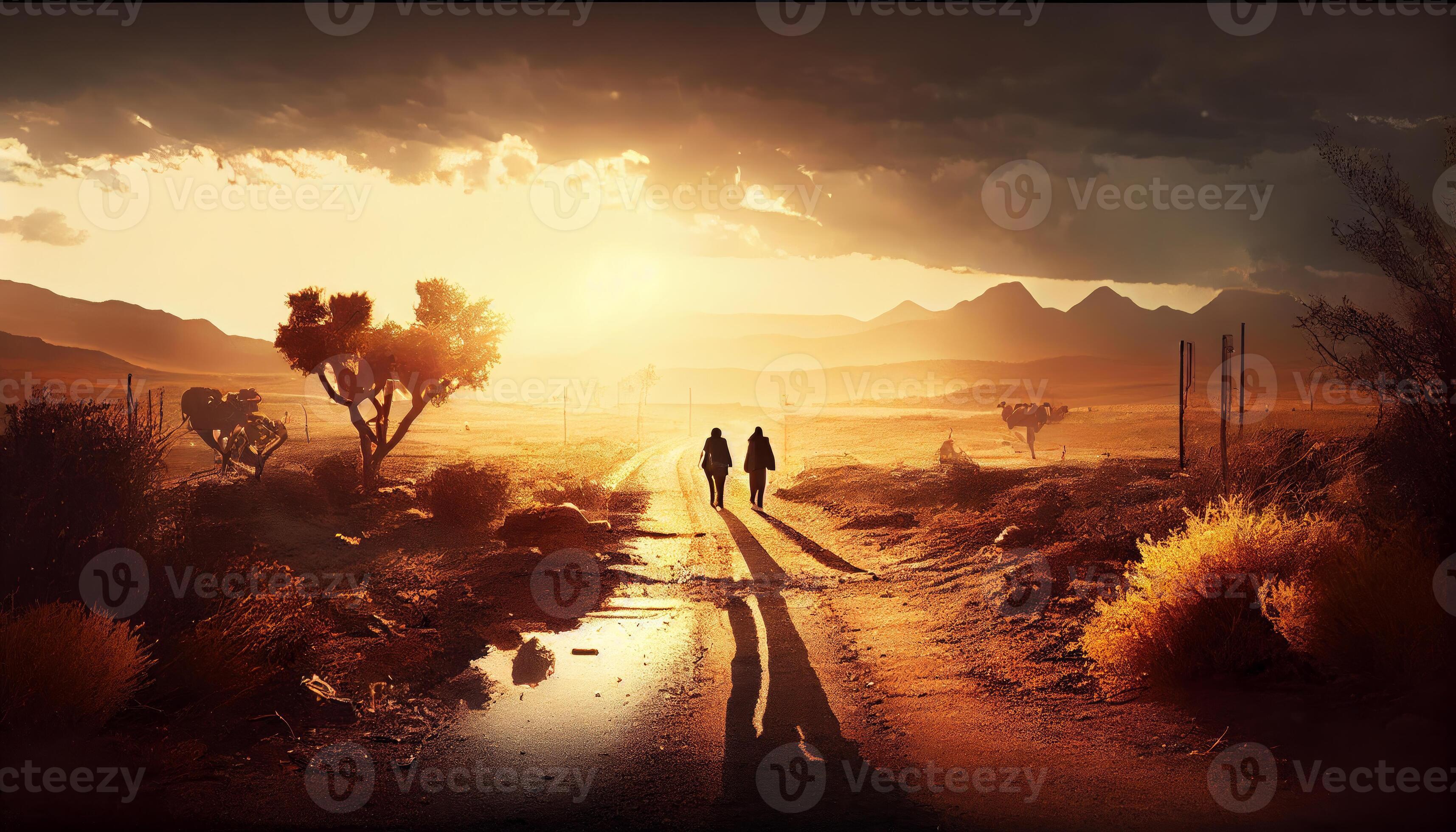 Couple Walking Down A Path