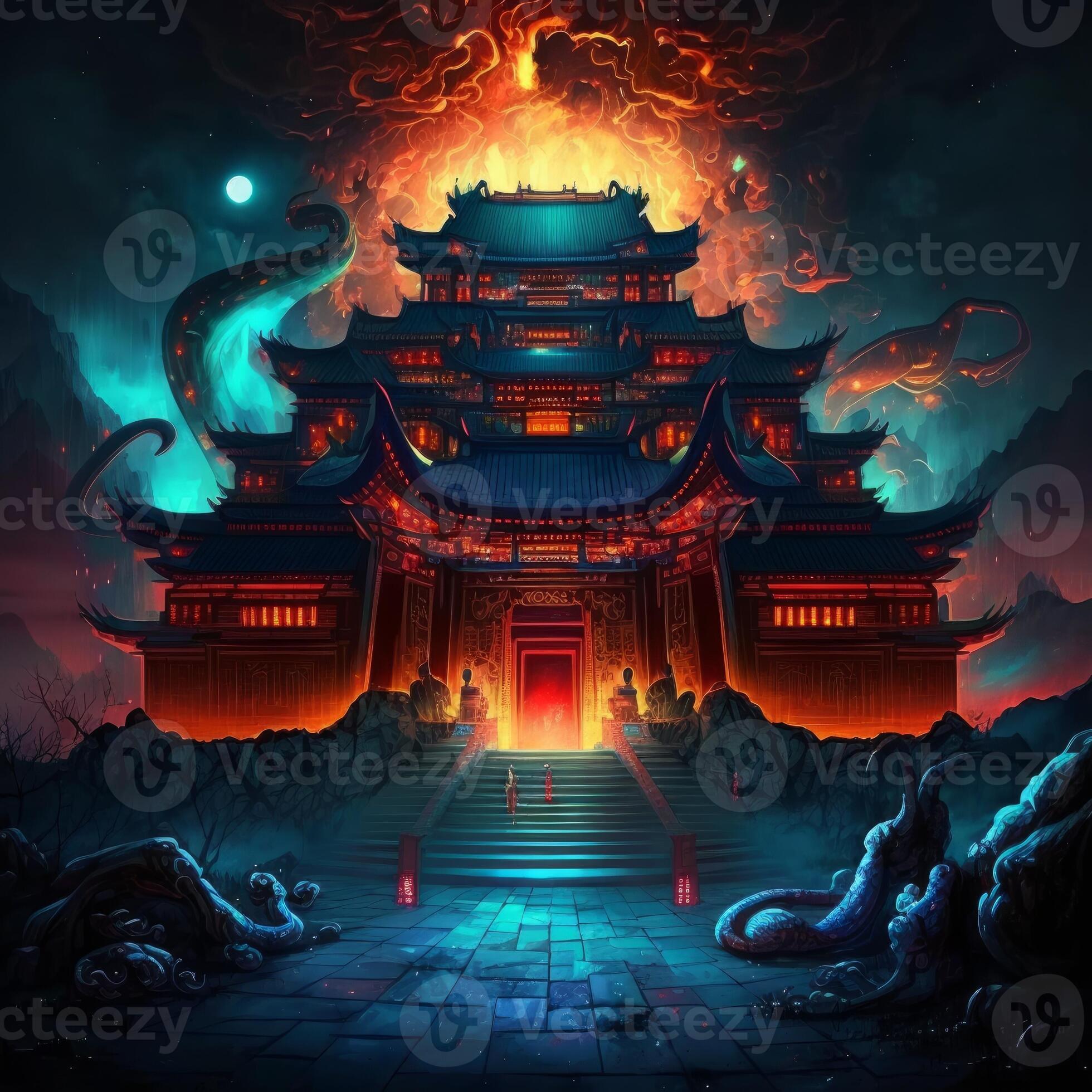 A beautiful ancient china open field view of a crazy and evil 22190184 ...