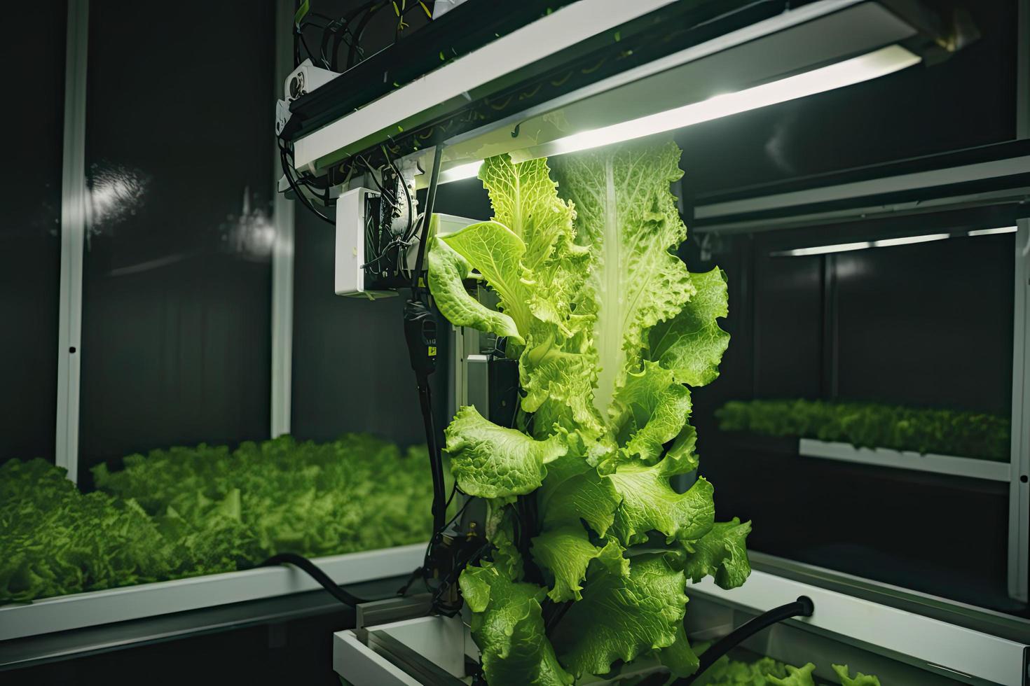 Automatic Agricultural Technology With Close-up View Of Robotic Arm Harvesting Lettuce In ...