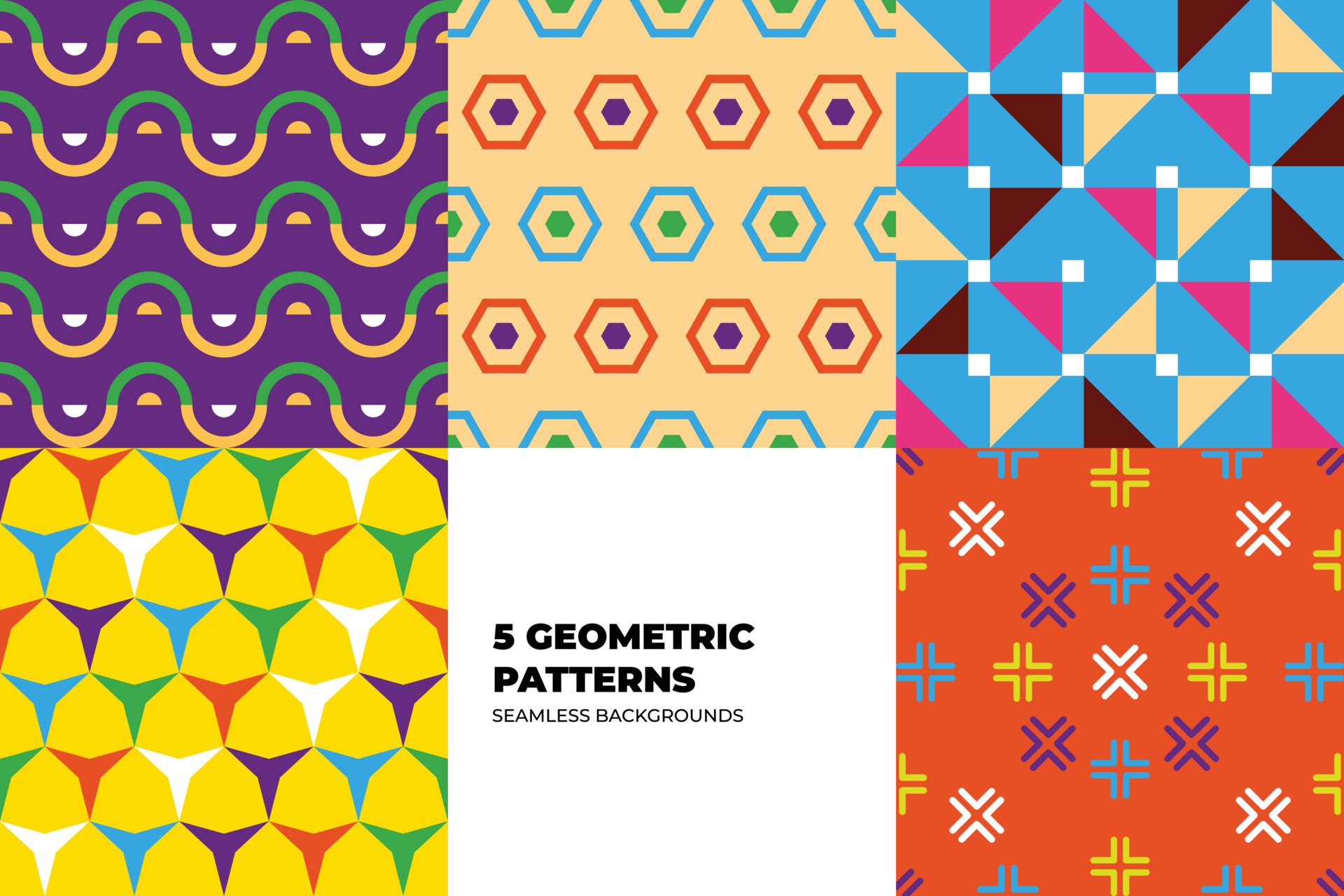 Set of Memphis Pattern. Red, Blue, Yellow Colors. Memphis Style Funky ...