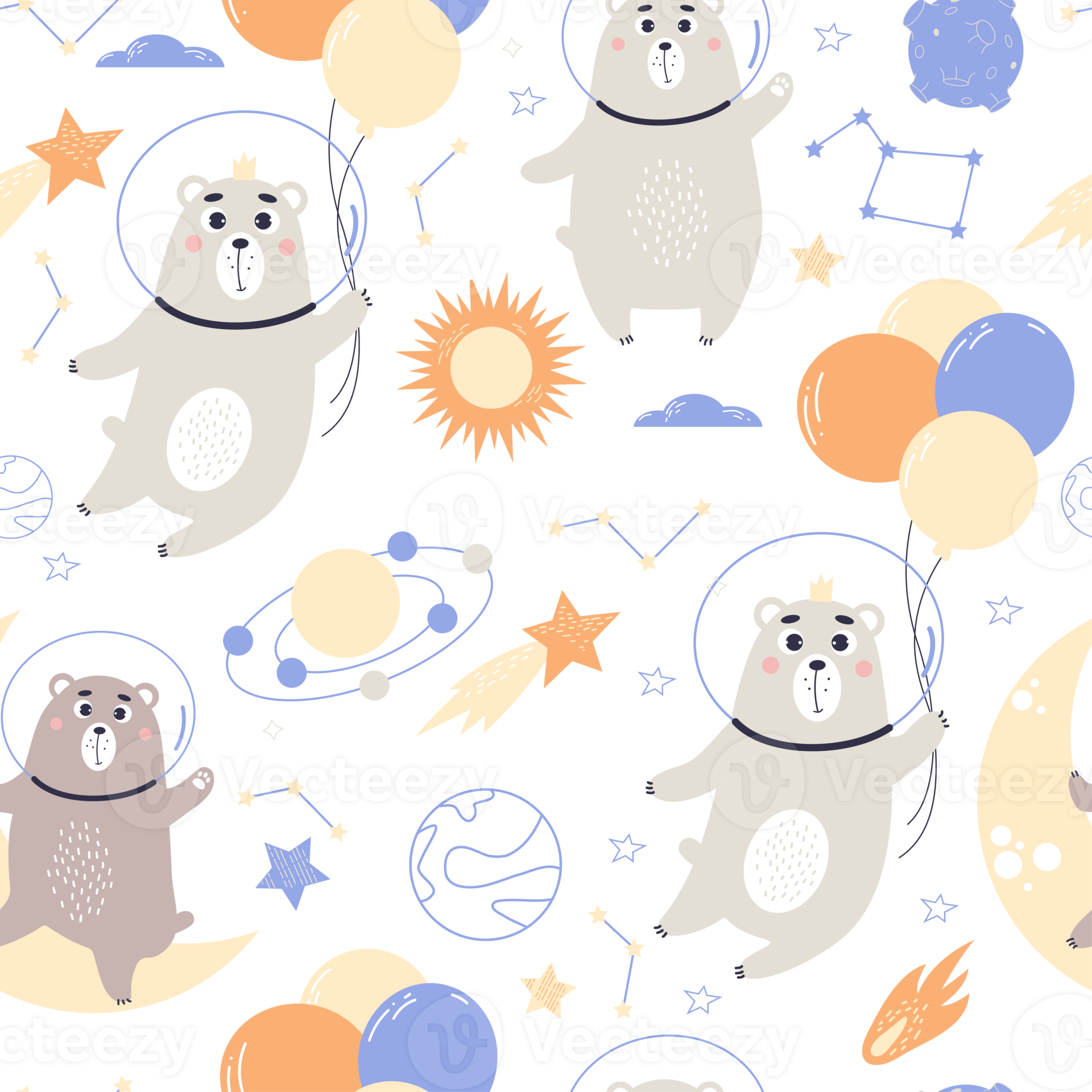 Cute space seamless pattern. Astronaut bears 22198191 PNG Cute space seamless pattern. Astronaut bears 22198191 PNG