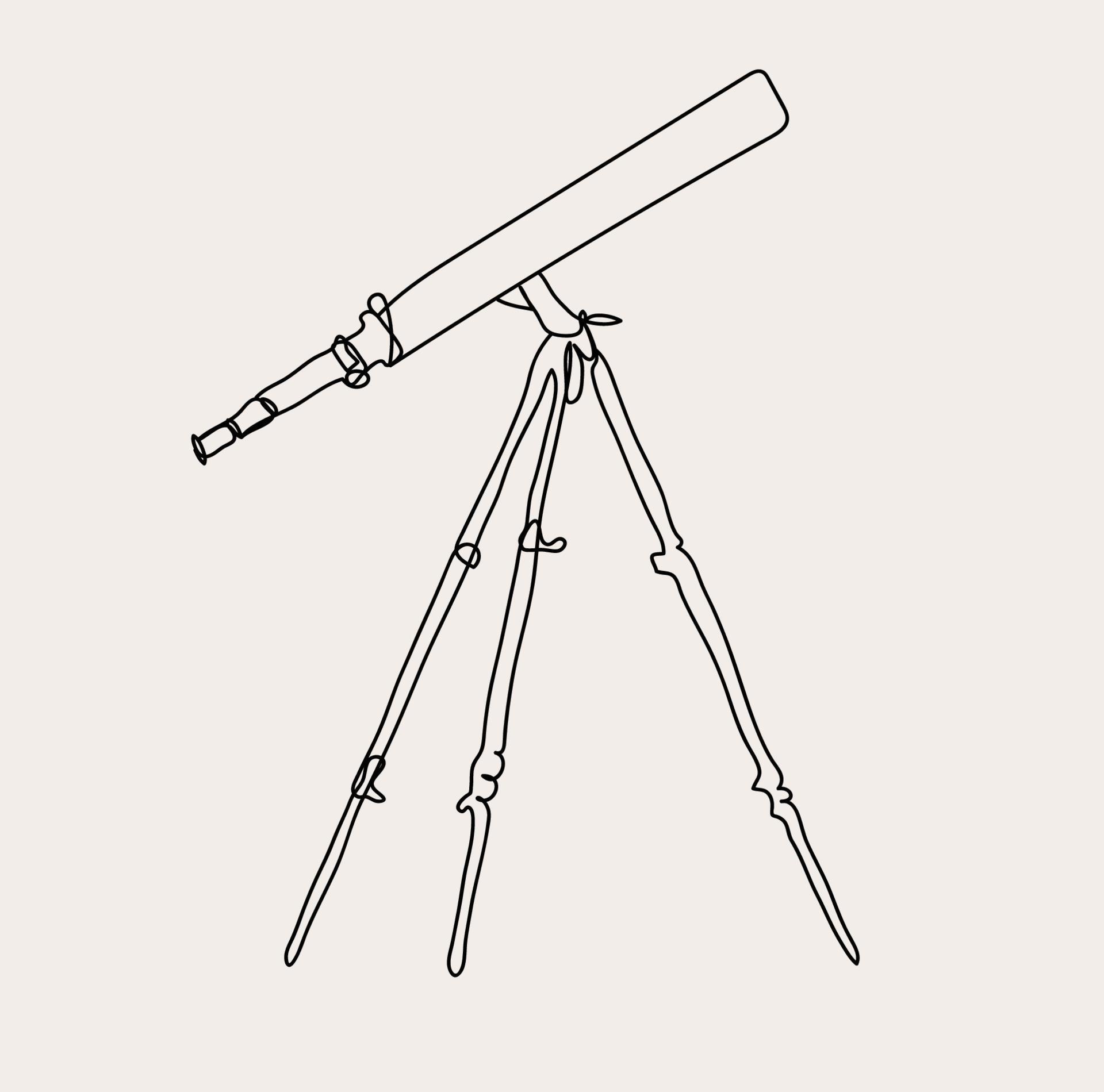 Minimalist Telescope Line Art, Science Outline Drawing, Astronomy Simple Sketch, Vector ...