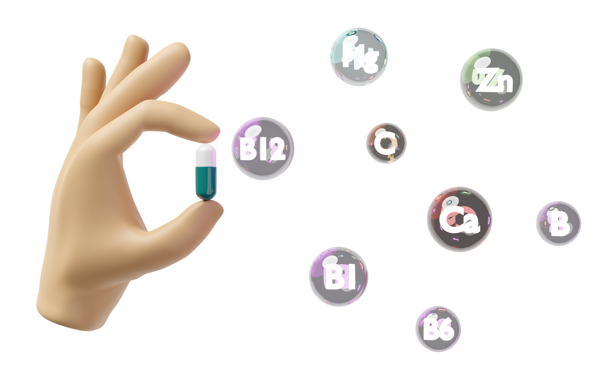 3d Hand Holding Capsule Pill With Multivitamins Protect Your Health The Vitamins Your Body