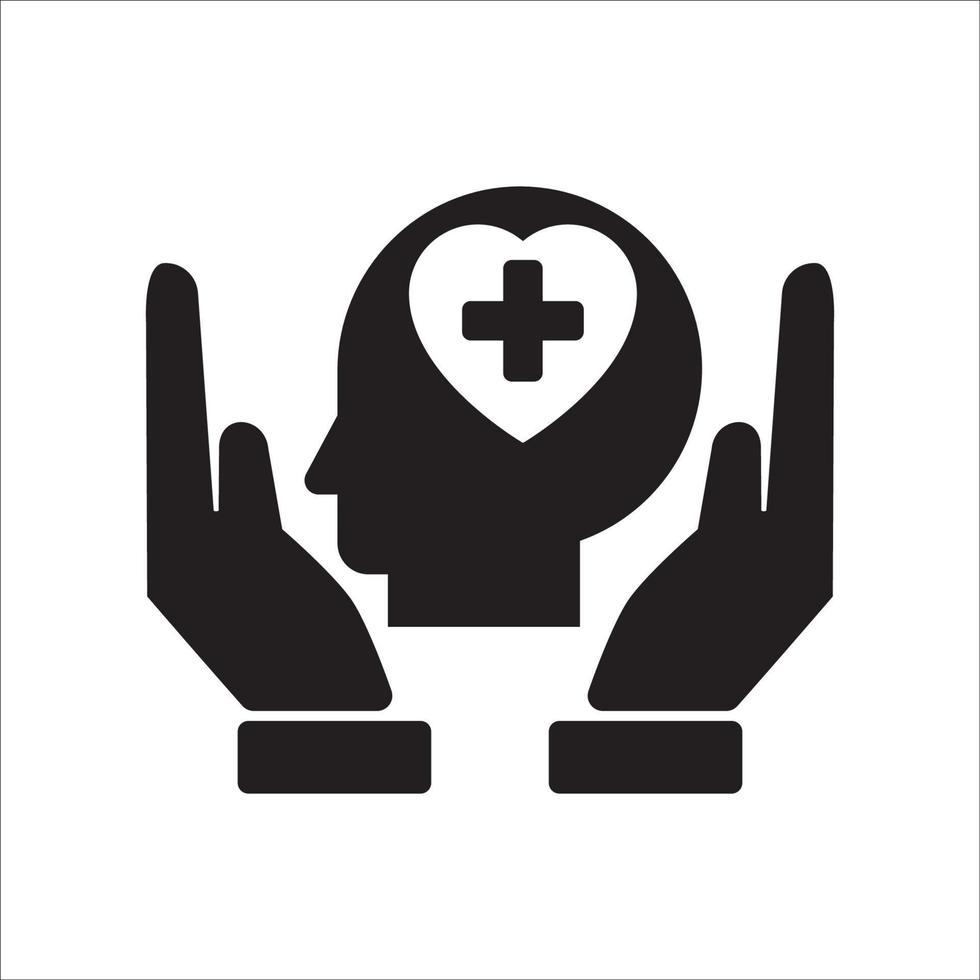 Mental health icon in simple black design isolated on white background ... Mental health icon in simple black design isolated on white background ...