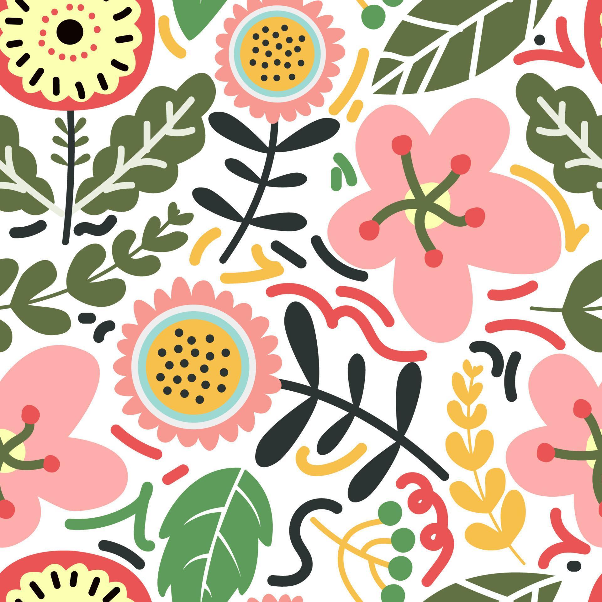 Flower with nature follage seamless pattern 22213236 Vector Art at Vecteezy