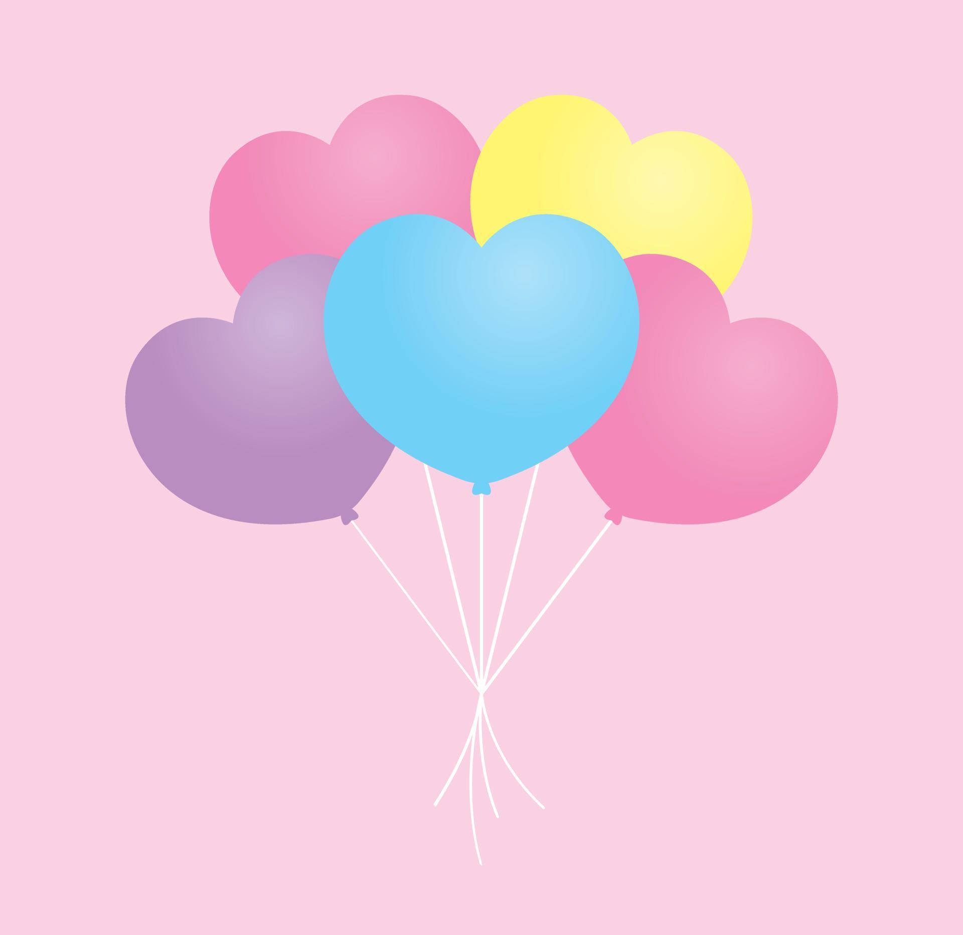 cute colorful pastel heart balloons graphic element 22217017 Vector Art ...