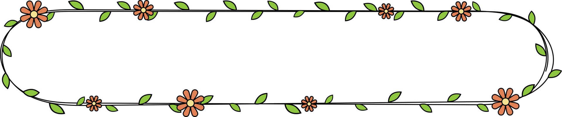 Hand Drawn Rectangle Frame Decoration Element With Flowers And Leaves