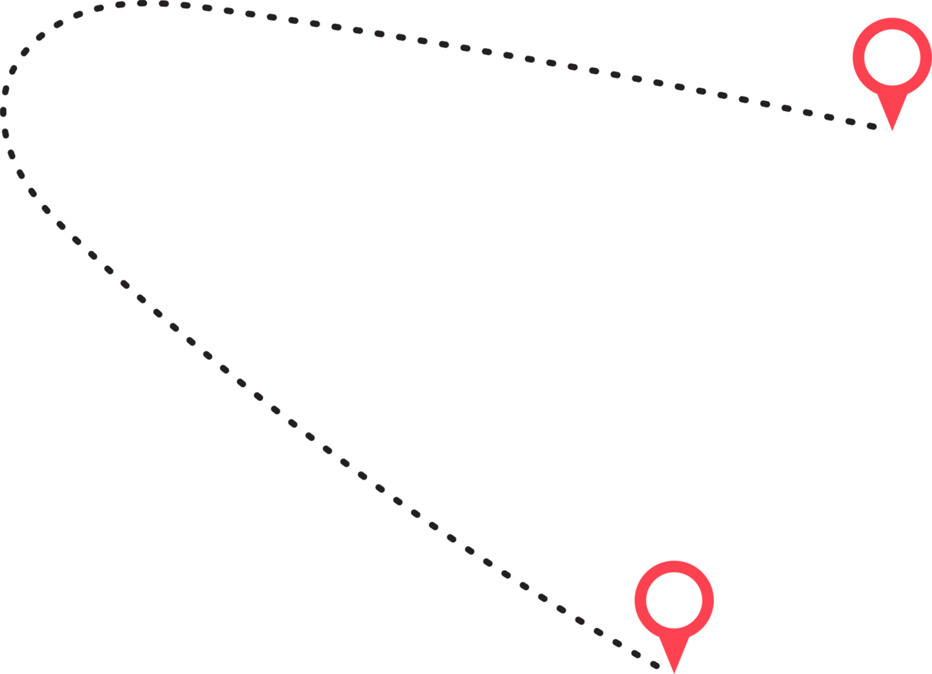 Route icon between two points with dotted path and location pin ... Route icon between two points with dotted path and location pin ...