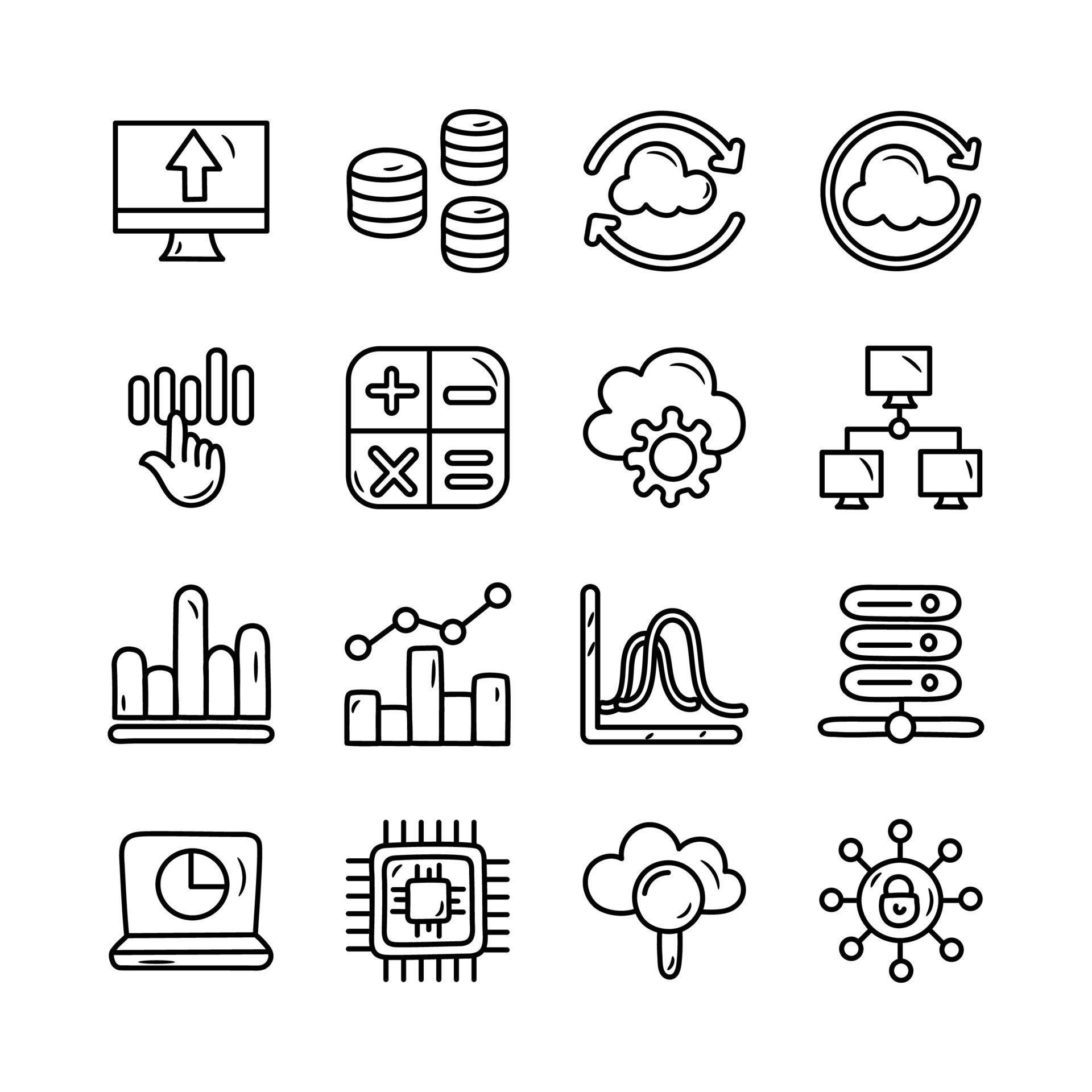 Data Outline Icon Design illustration. Data Symbol on White background EPS 10 File set 1 ...