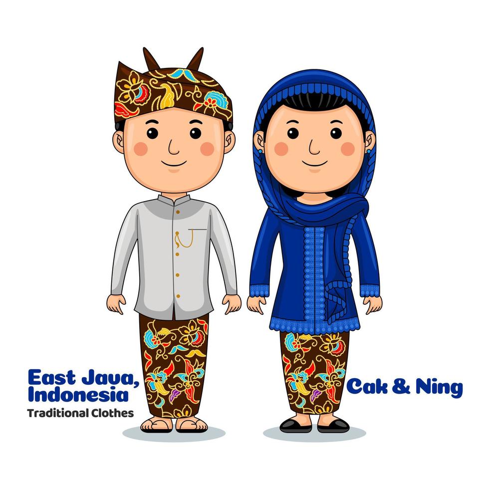 Couple Wear East Java Indonesian Traditional Clothes 22226497 Vector