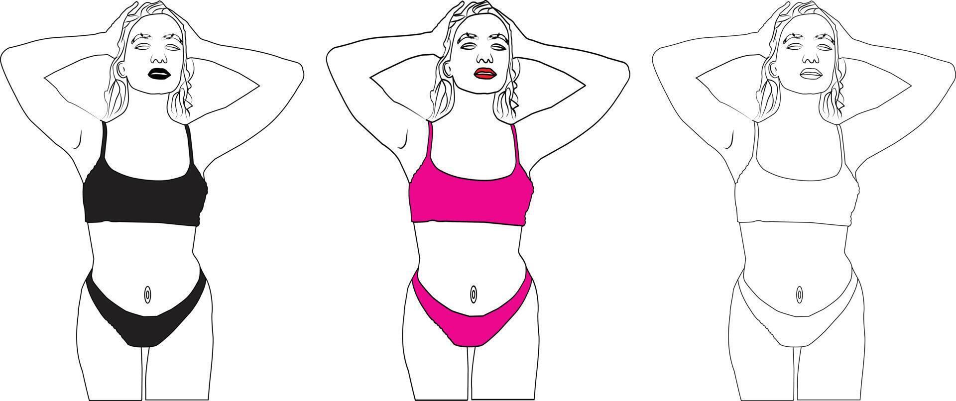 Teen Girl Line Art Drawing Vector Art Sketch Design Beautiful Body