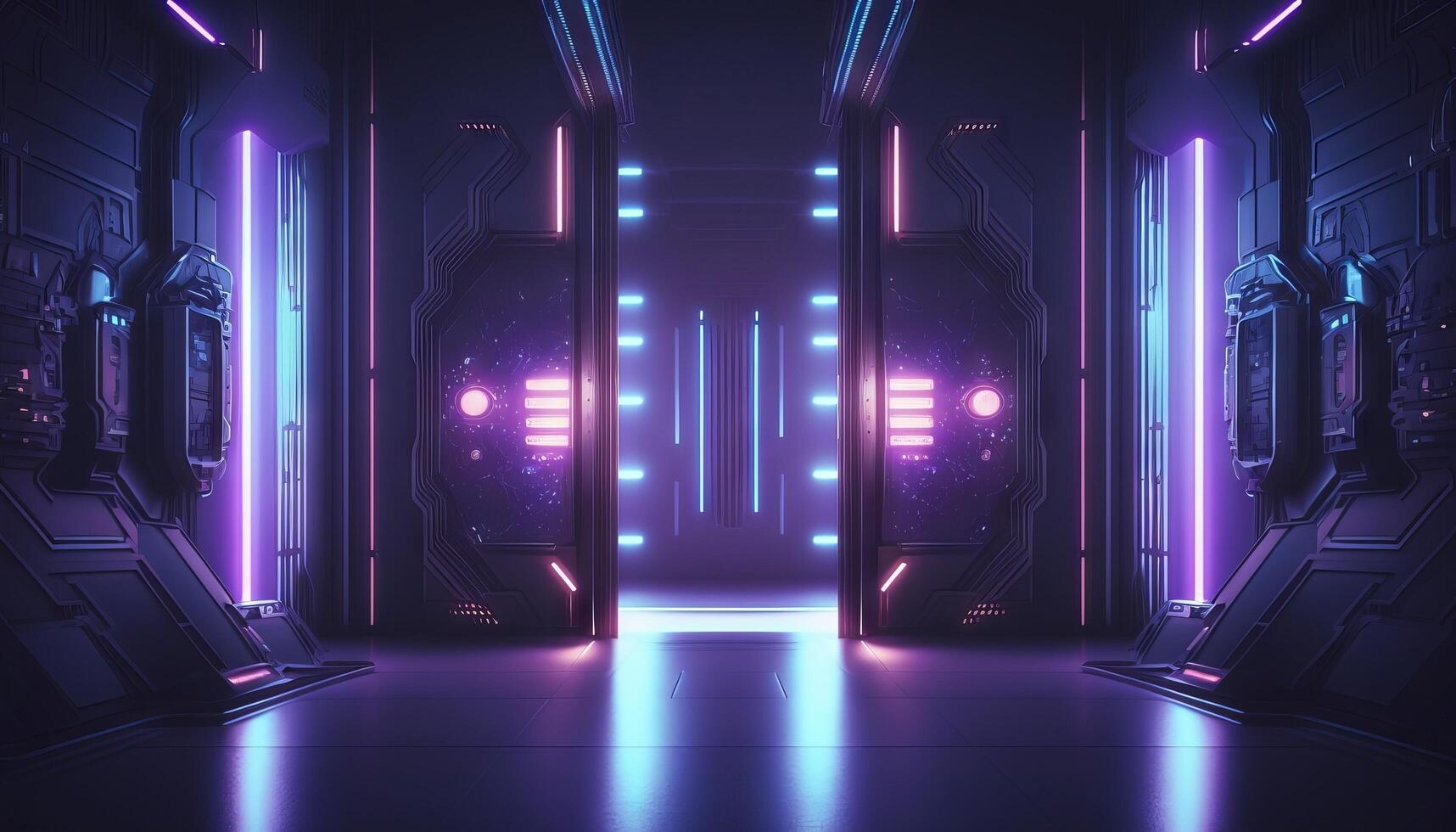 3d illustration of blue and purple futuristic sci-fi techno lights-cool background. 22231466 ...