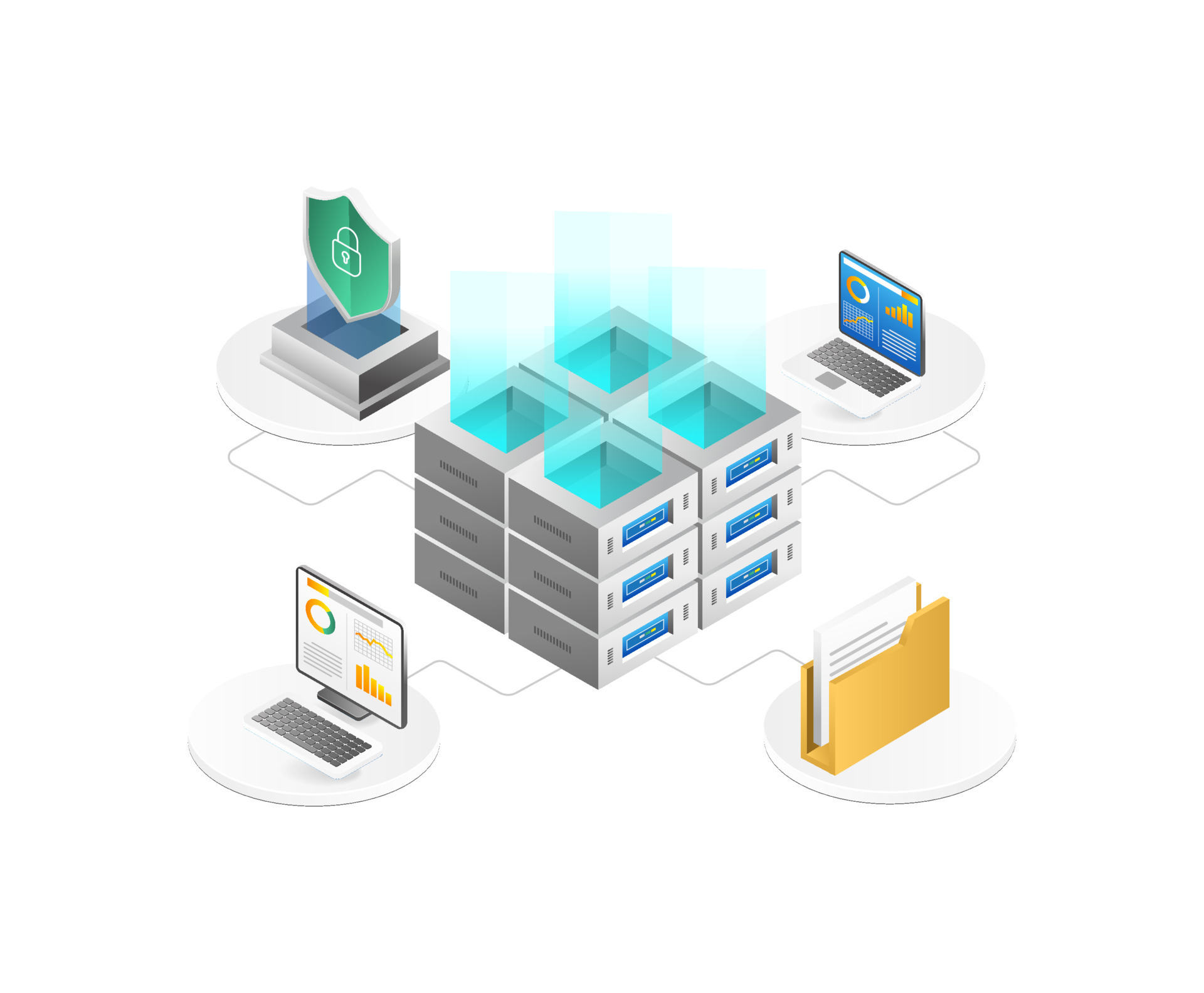 Isometric Cloud Computing Concept Vector Illustration Of Cloud