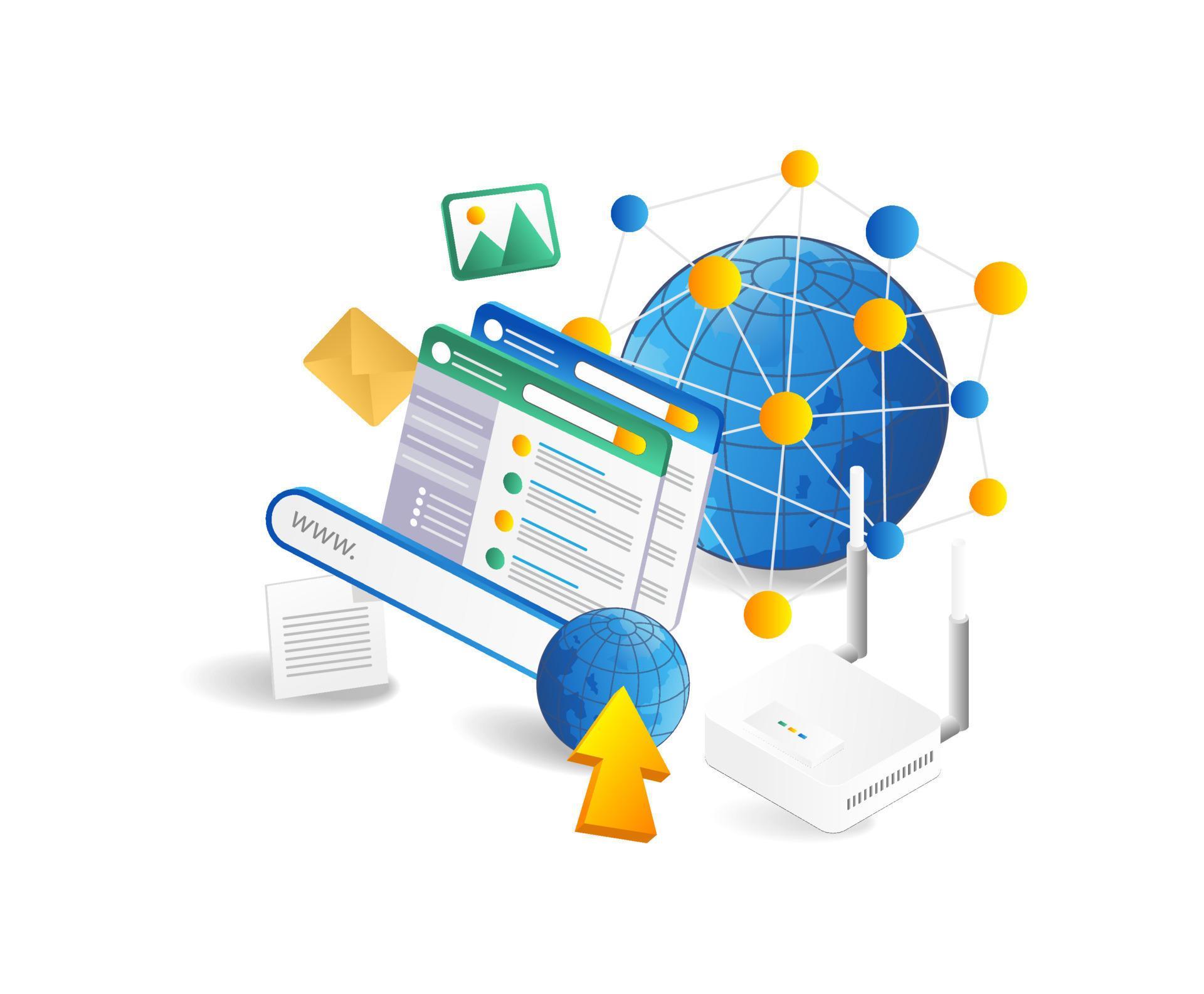Web Hosting Concept. Vector illustration in isometric 3d style ...